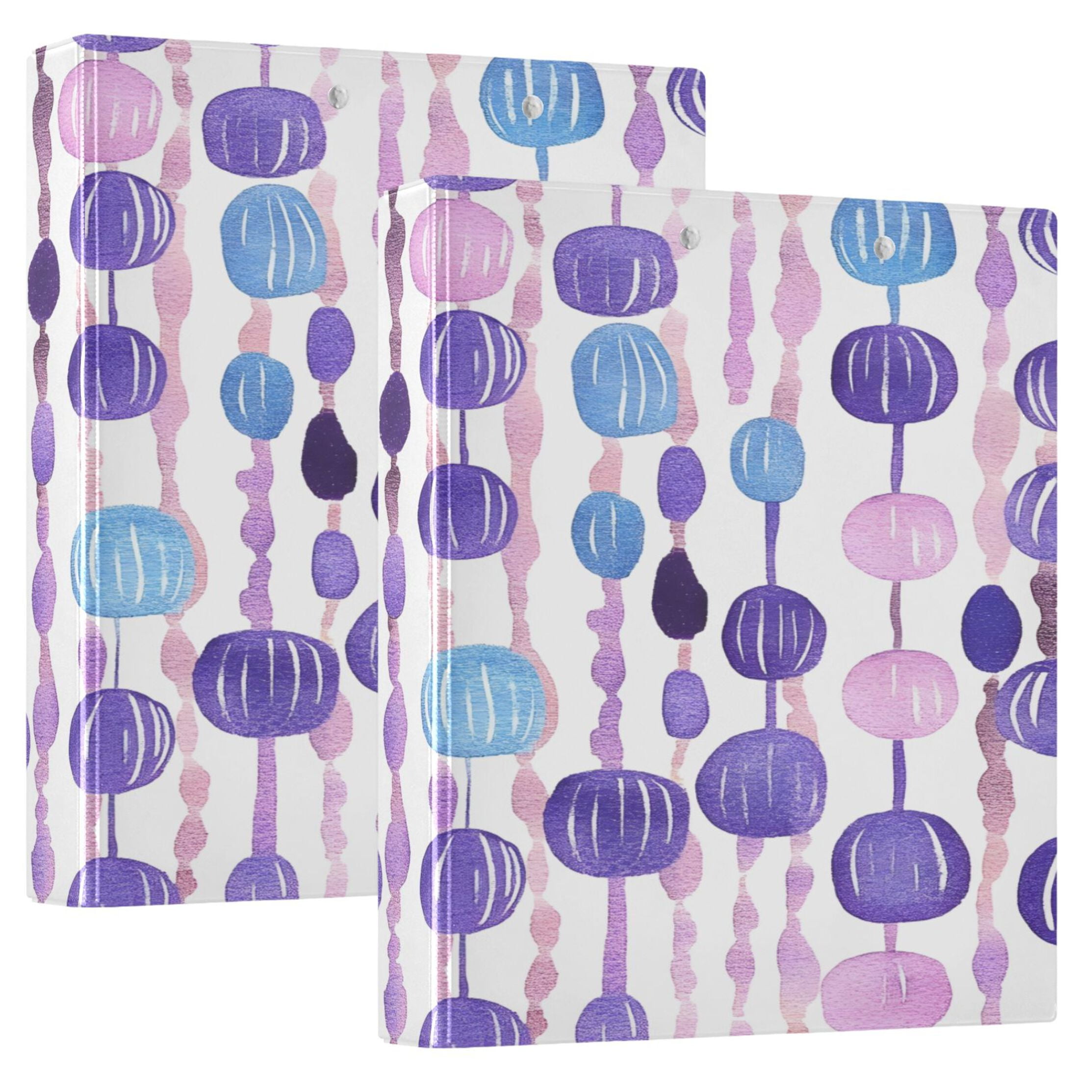 Purple and Blue Bead Pattern 12.4x10.6in PVC Round Ring Binders, 2-Pack ...