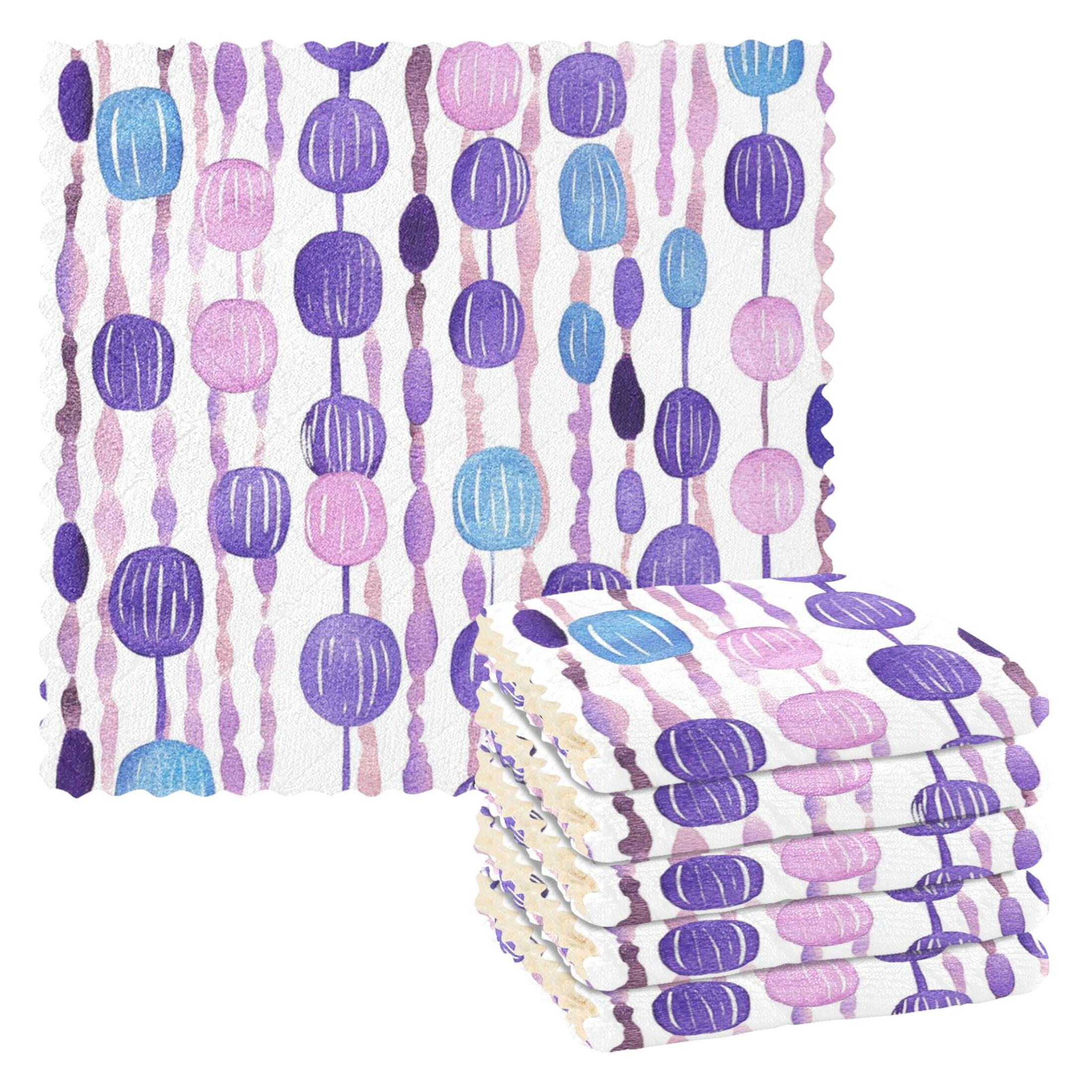 Purple and Blue Bead Pattern 6 Pack Kitchen Cleaning Cloths 11'' x 11 ...