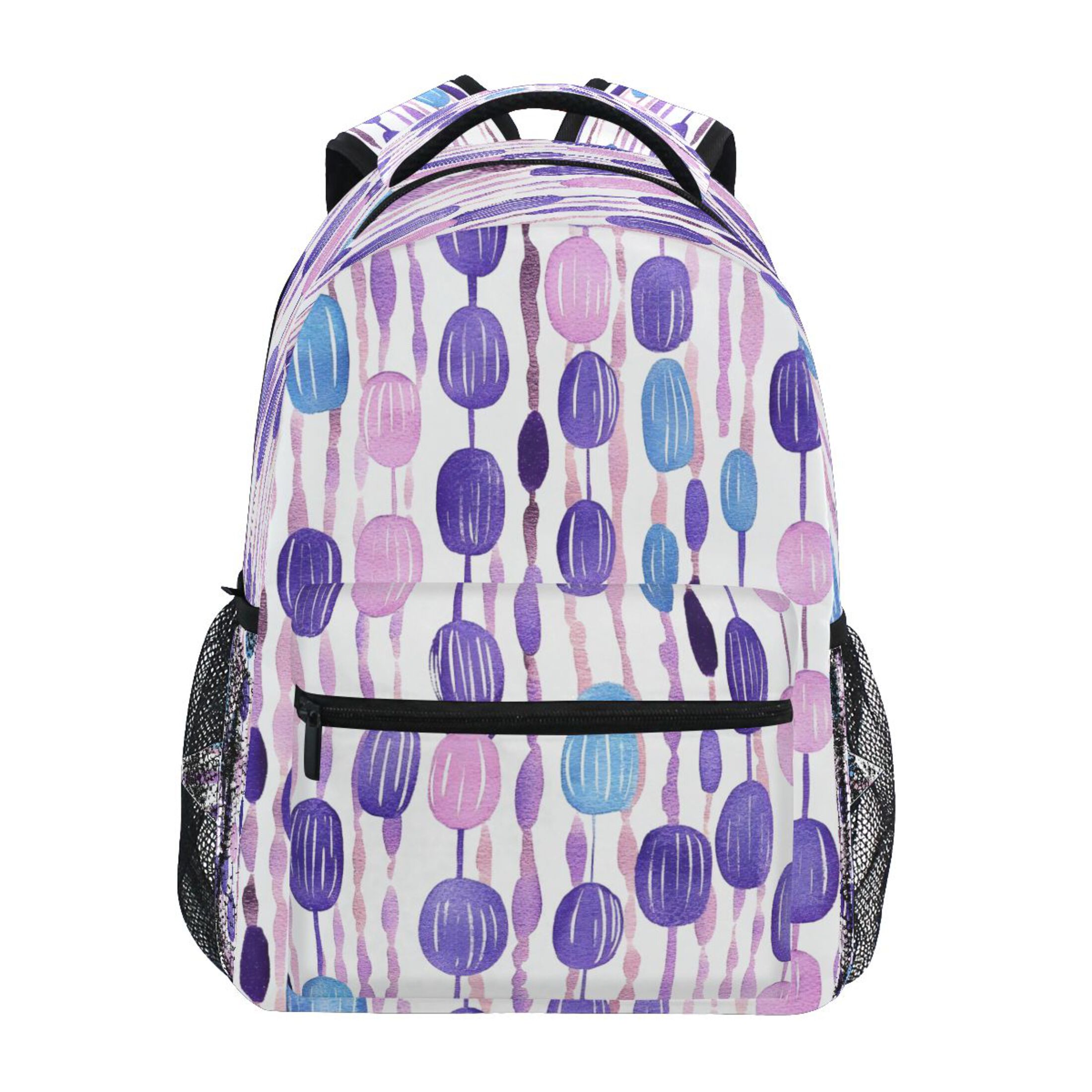 Purple and Blue Bead Pattern Stylish Large Backpack 15L Self-Standing ...
