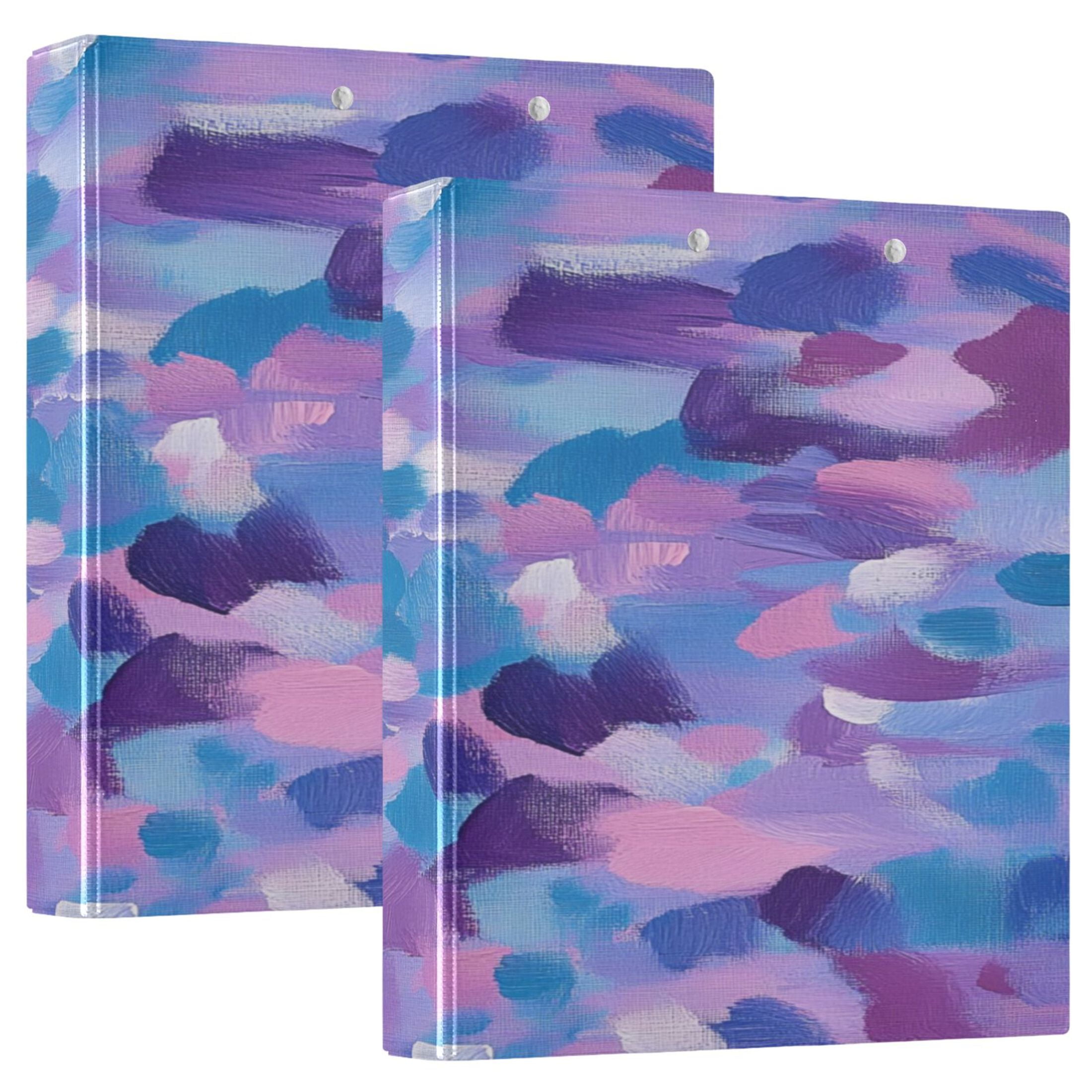 Purple and Blue Painting 3 Ring Hardcover Binders 1.5in Round Rings for ...