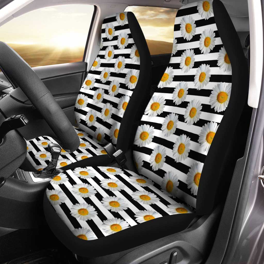 Purple and Coral Ombre Car Seat Covers With White Hibiscus Flower Patt ...