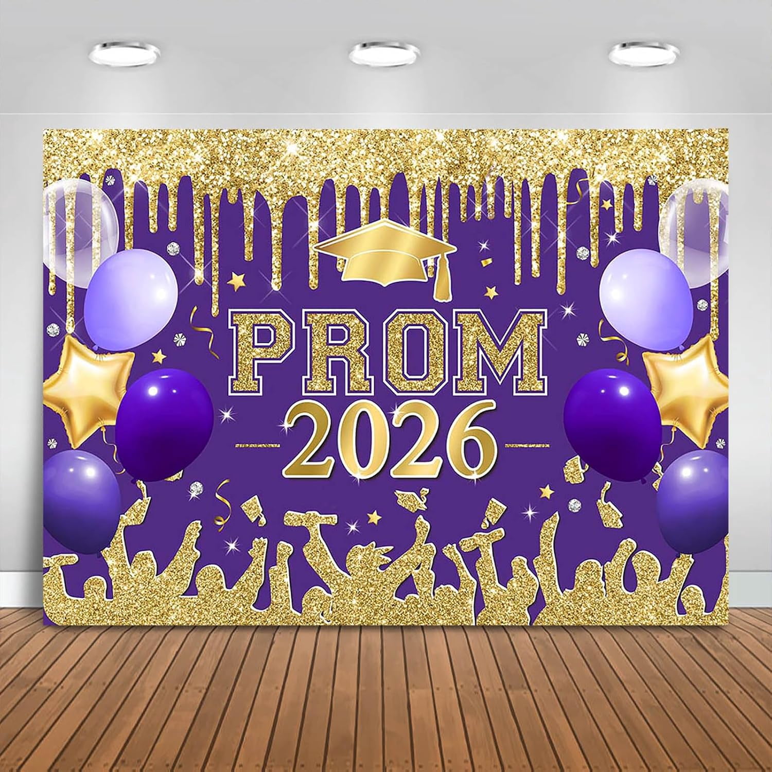 Purple and Gold 2026 Graduation Backdrop Class of 2026 Congratulate ...