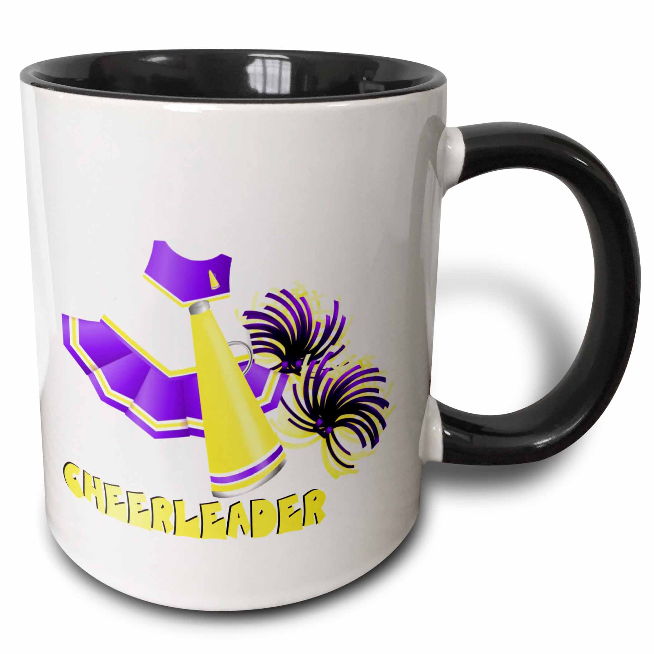 Purple and Gold Cheerleader Outfit Cartoon 15oz Two-Tone Black Mug mug ...
