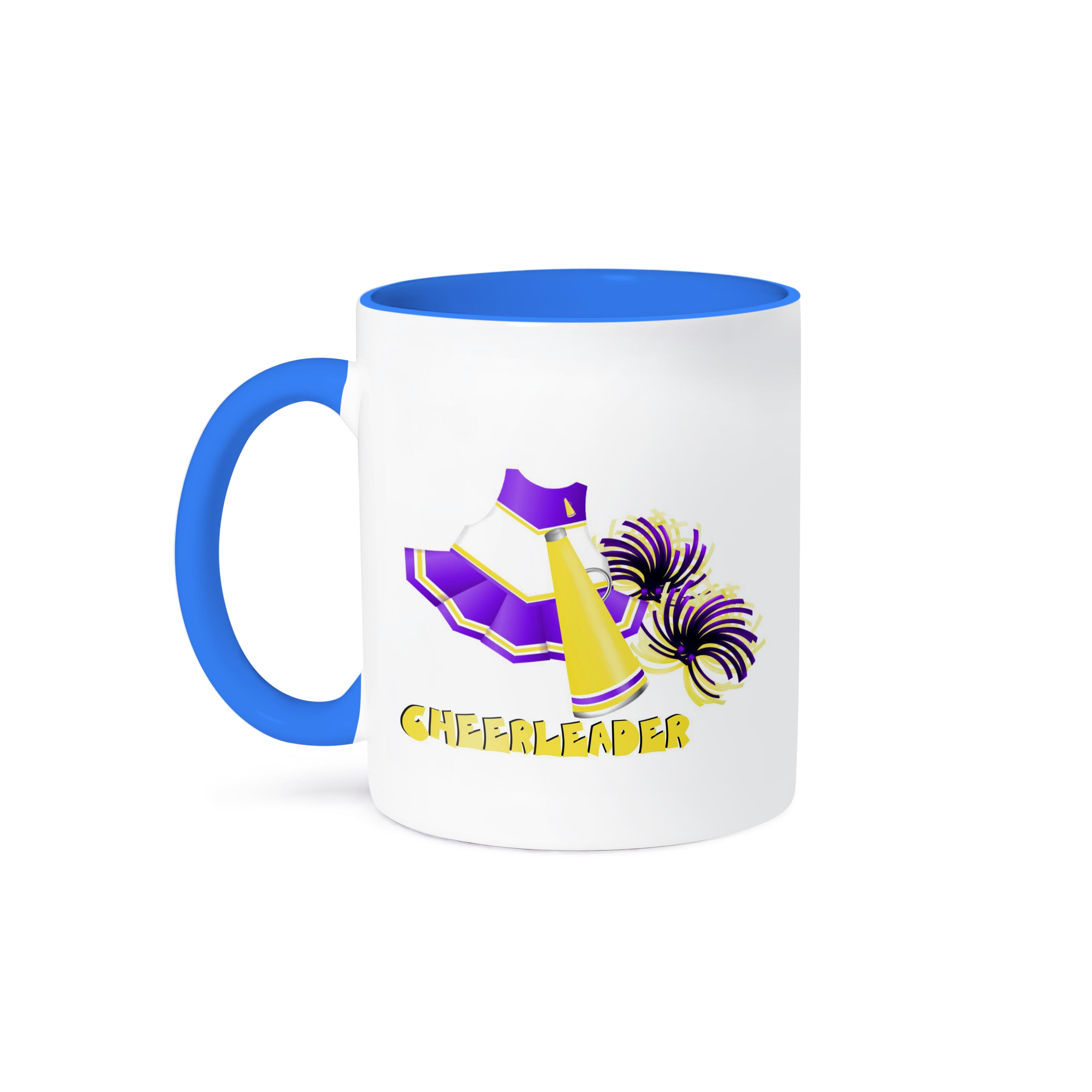 3dRose, Purple and Gold Cheerleader Outfit Cartoon, 15oz Two-Tone Blue ...