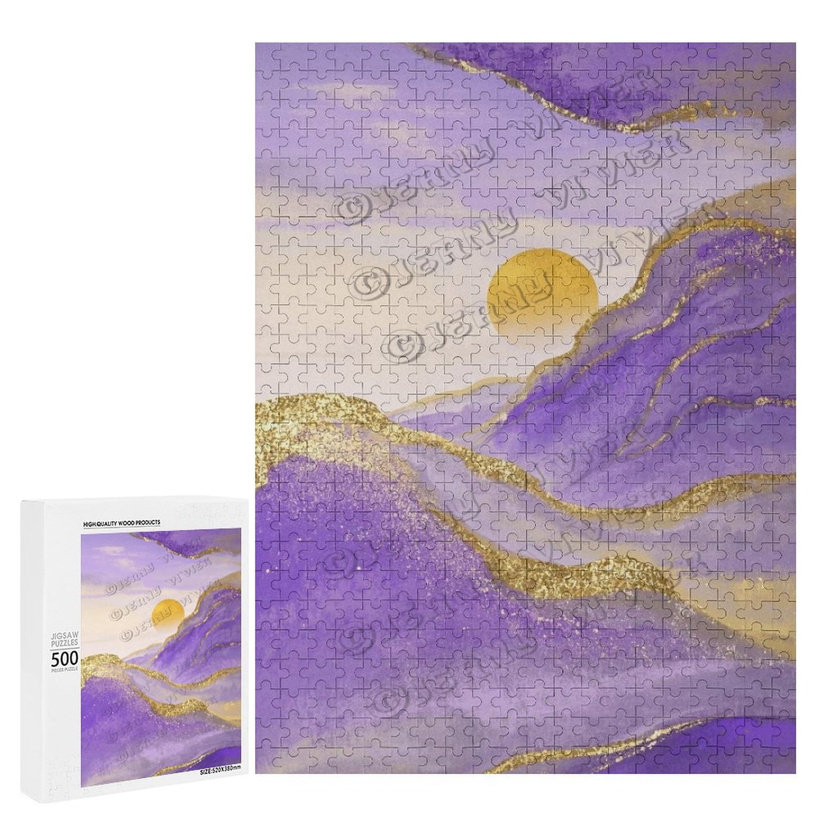 Purple and Gold Decor Mountain - 500 Piece Jigsaw Puzzle, Challenging ...
