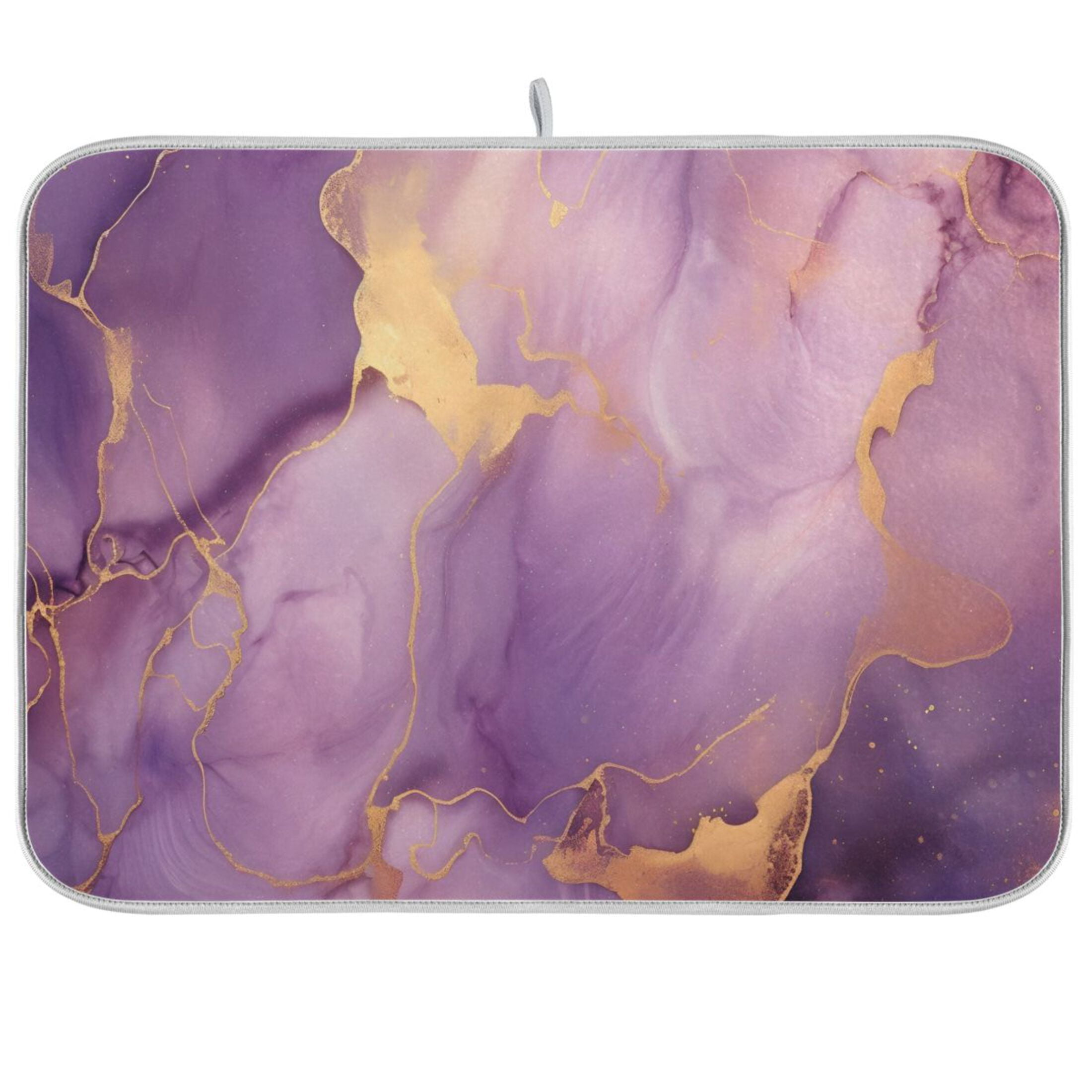 Purple and Gold Marble Dish Drying Mat Microfiber Kitchen Pad Large ...