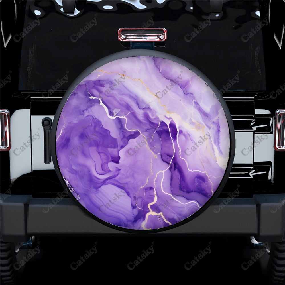 Purple and Gold Marble Pattern Polyester Universal Spare Wheel Tire ...