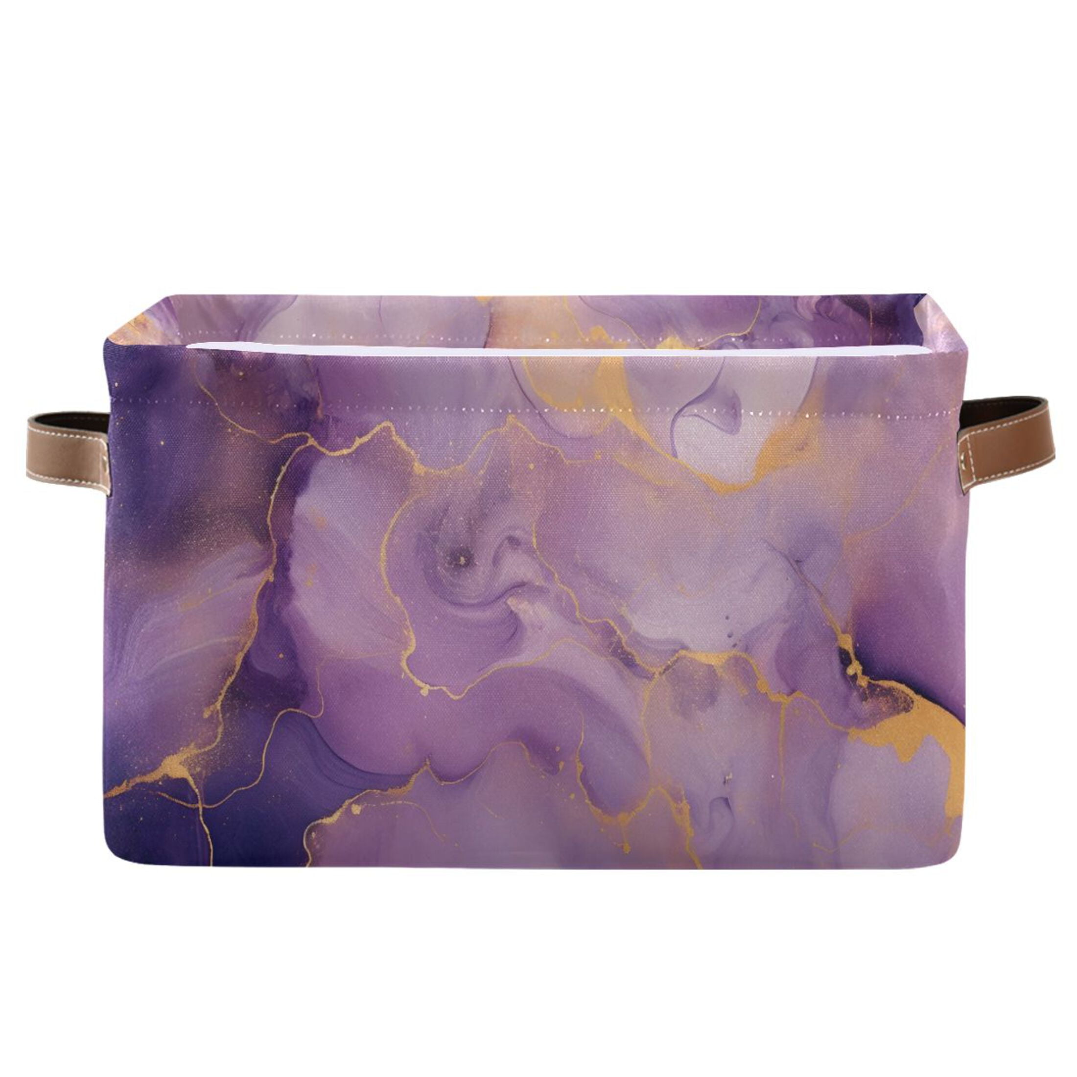 Purple and Gold Marble Storage Basket Large Bin Laundry Boxes Toys ...