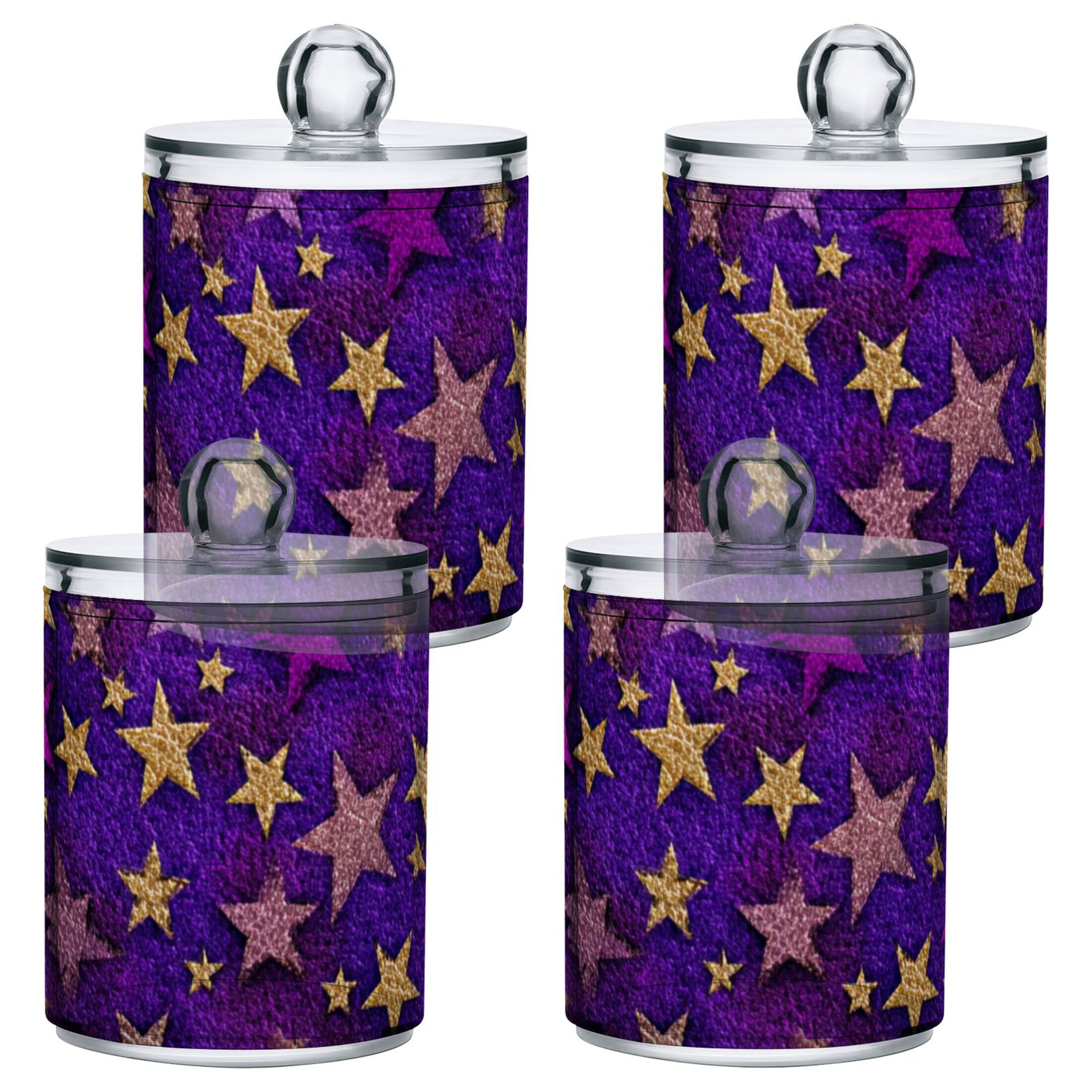 Purple and Gold Stars 3d Vintage Translucent Plastic Cans Storage ...