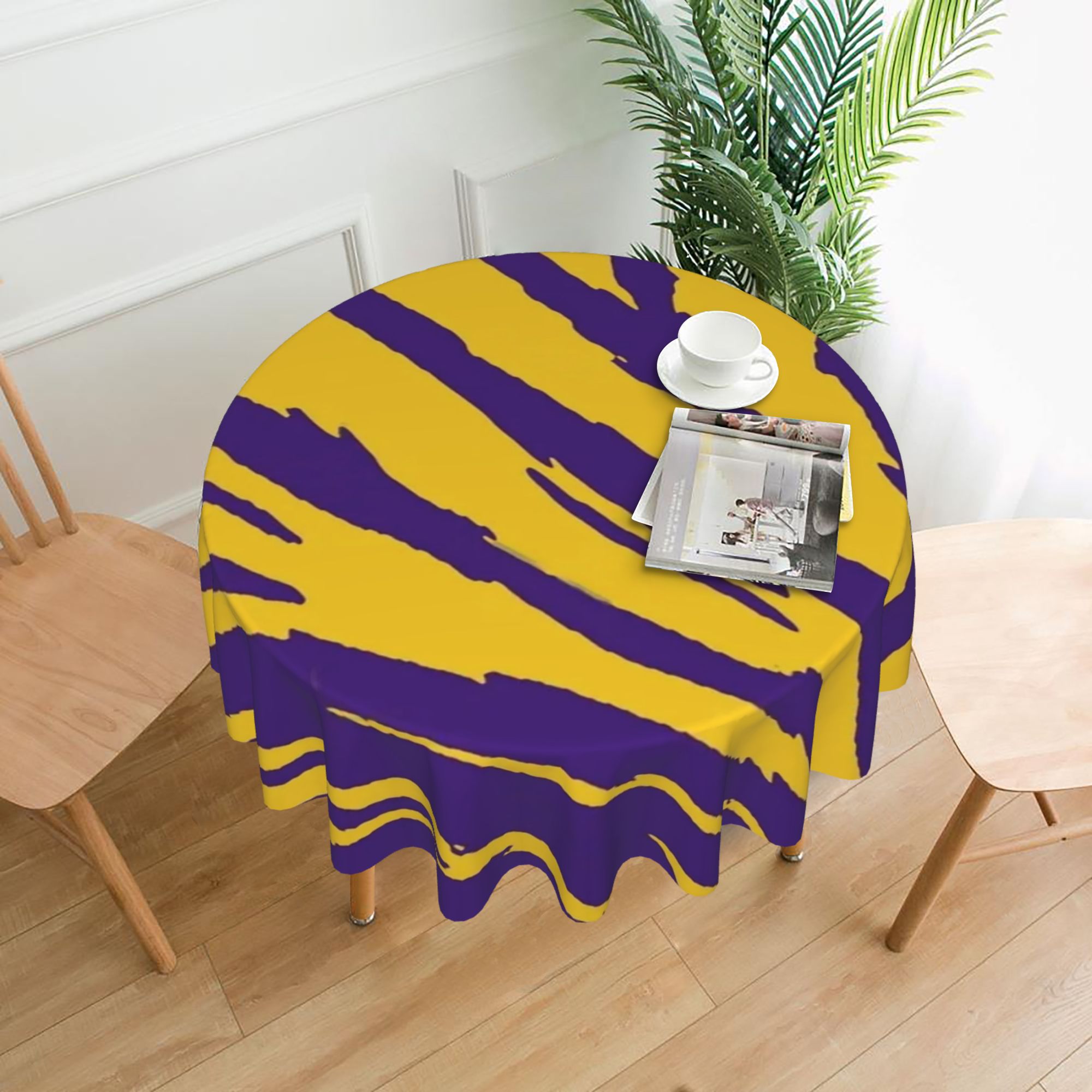 Purple and Gold Tailgate Swag - Claw Marks Polyester Round Tablecloths ...