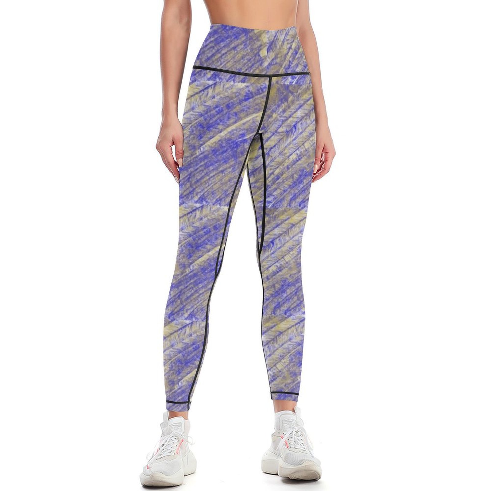 Purple and Gold abstract lines Leggings sporty woman push up flared ...