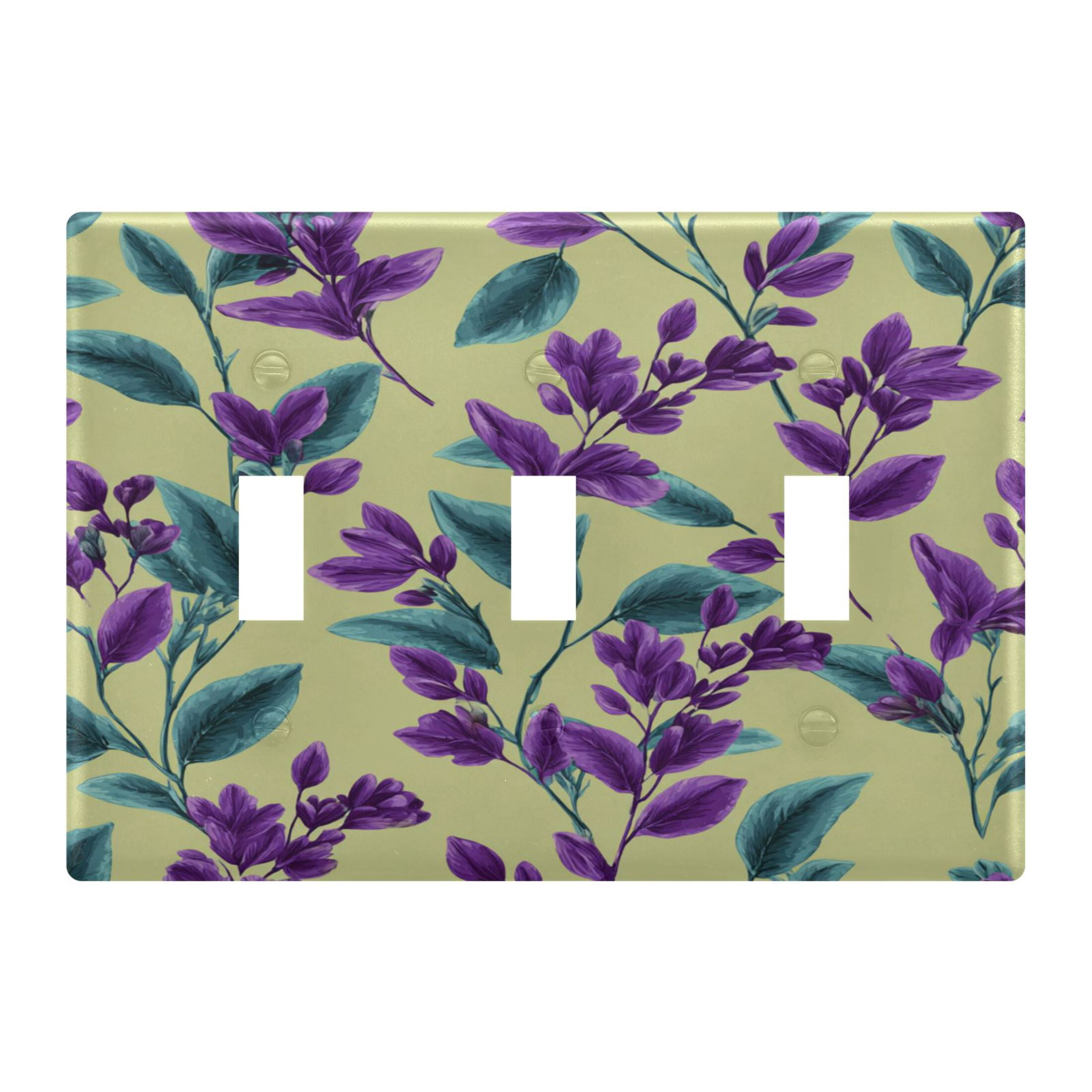 Purple and Green Color Leaves Light Switch Cover Electrical Outlet ...