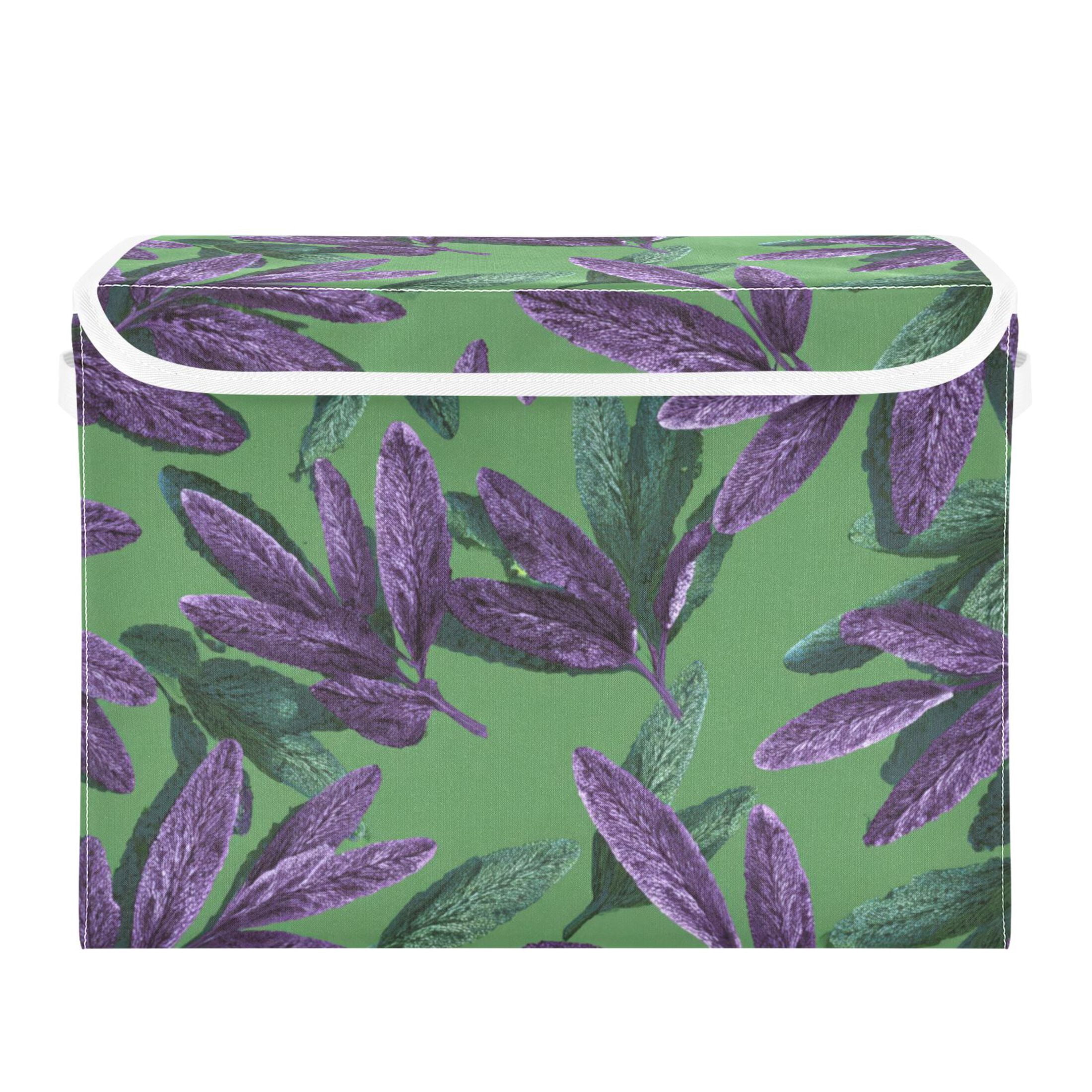 Purple and Green Setaria Viridis Plant Foldable Storage Bins with Lids ...