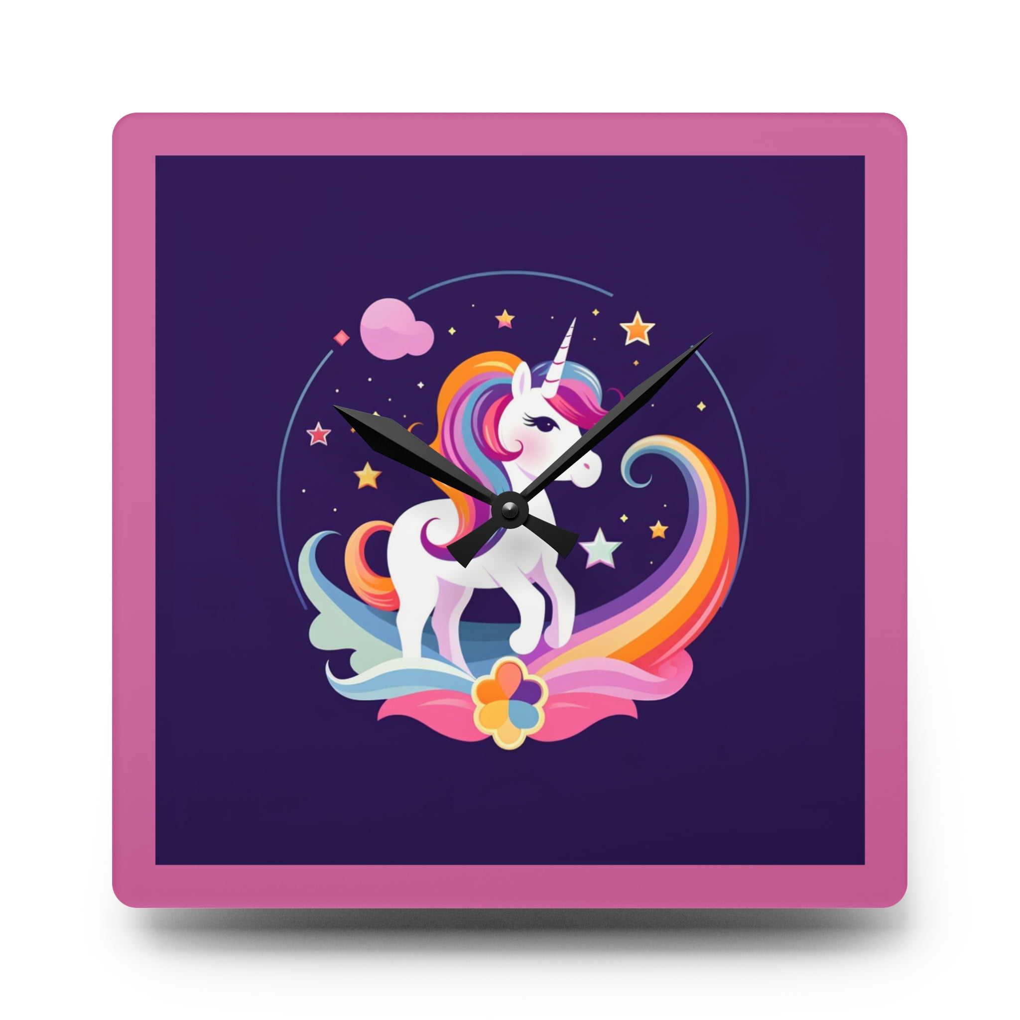 Purple and Pink Unicorn Acrylic Kid's Wall Clock - Walmart.com
