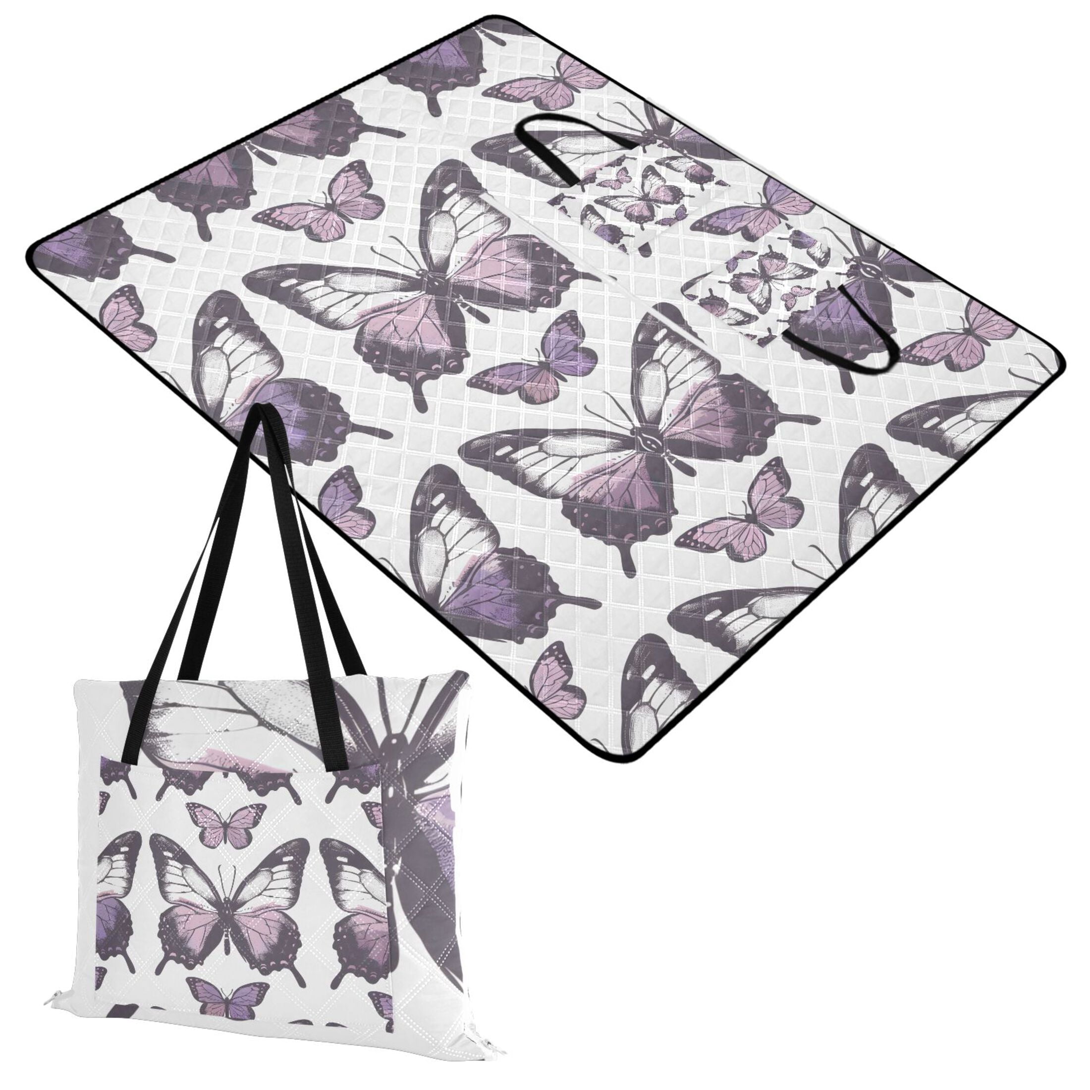 Purple and White Butterflies Extra Large Picnic Beach Blanket ...