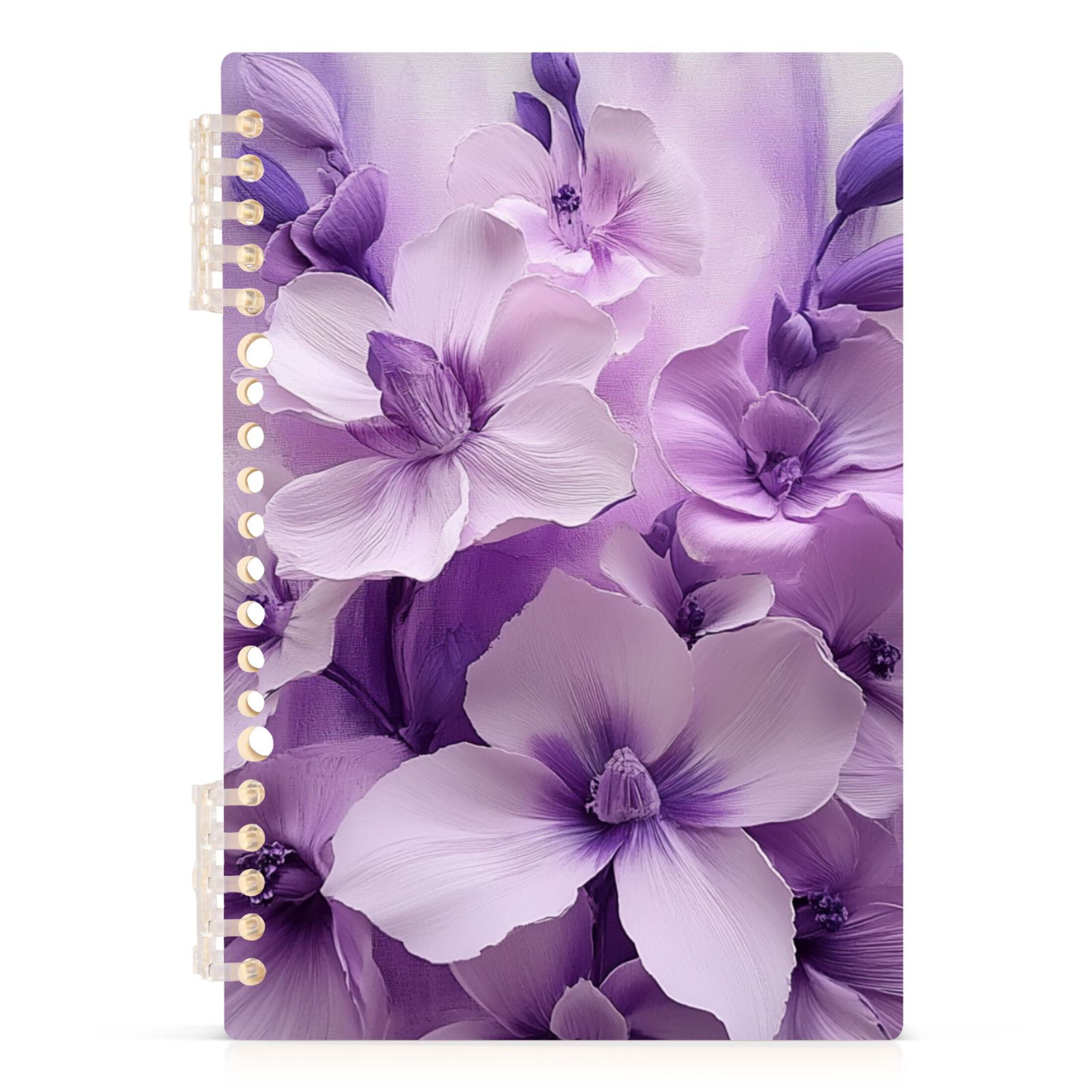 Purple and White Flowers Lined Spiral Journal Notebook 60 Pages A5 ...