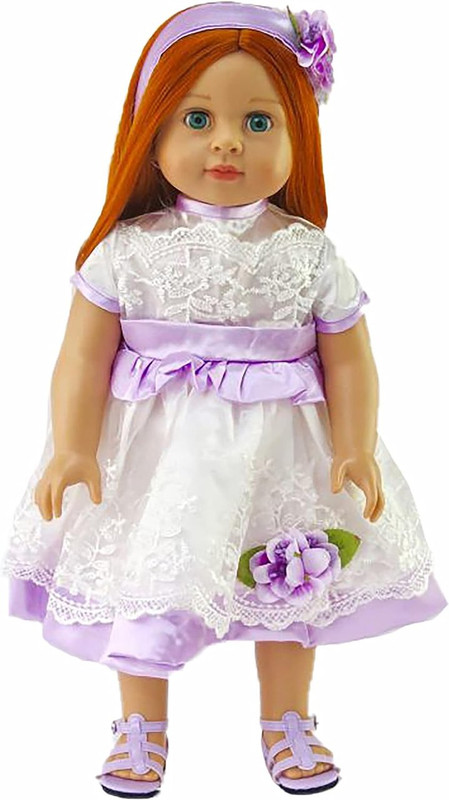 Purple and White Lace Dress with Headband - Compatible with 18 ...