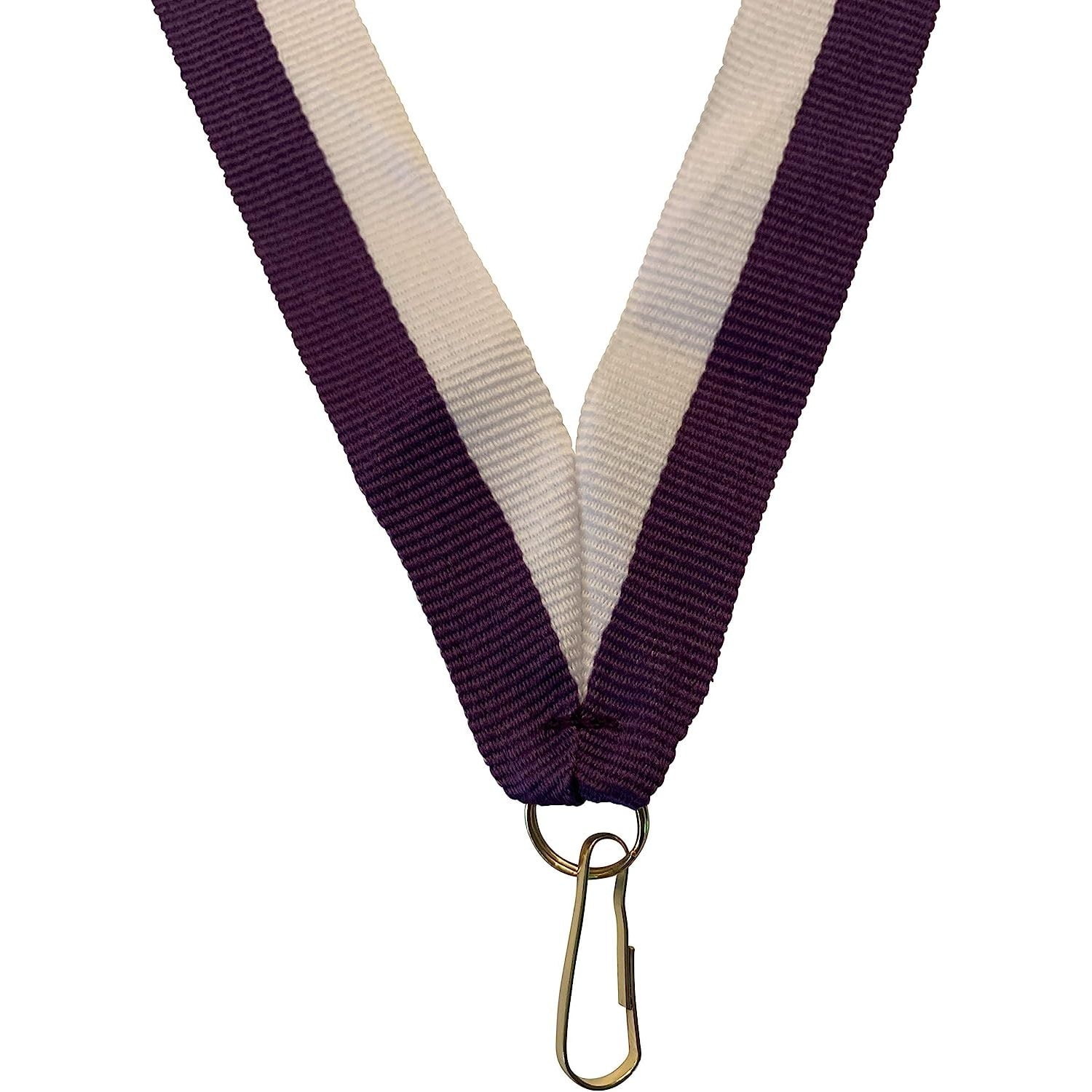 Purple and White Neck Ribbons for Medals with Snap Clips Flat Lanyard ...