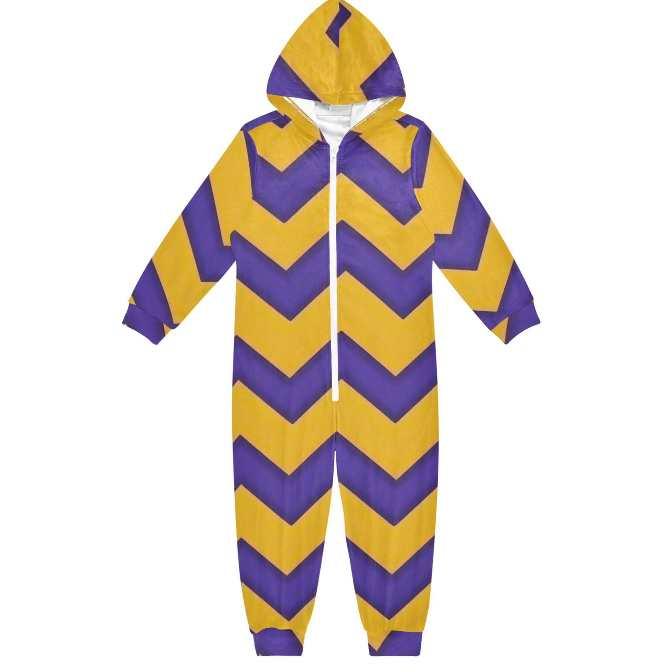 Purple and Yellow Zigzag One Piece Pajamas Soft Jumpsuit Cozy Sleep and ...
