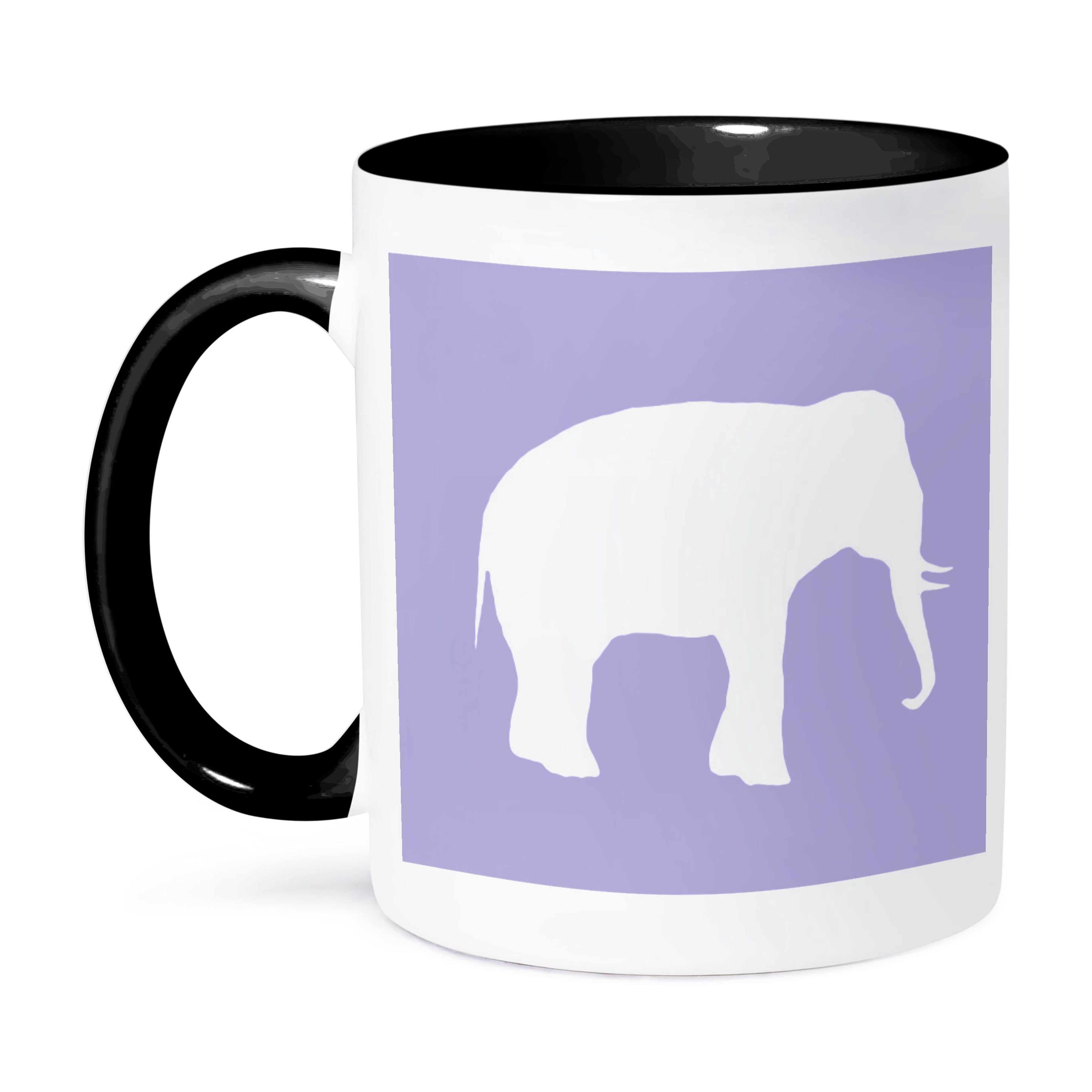3dRose, Purple elephant silhouette. White wildlife. Modern wild animal ...