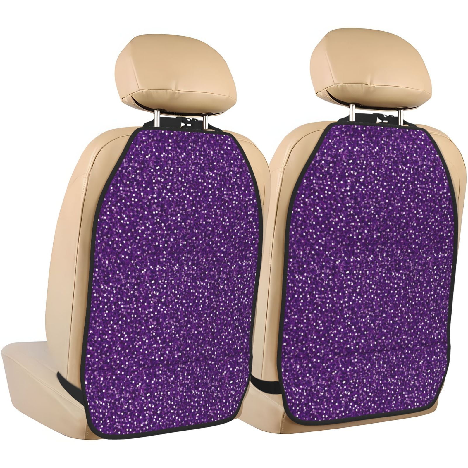 Purple glitter Lightning Print Backseat Car Organizer, 2 Pack Kick Mats ...