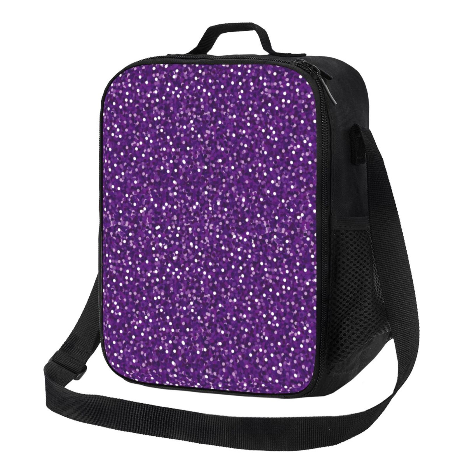 Purple glitter Lightning Print Lunch Box for Women Men, Insulated Lunch ...