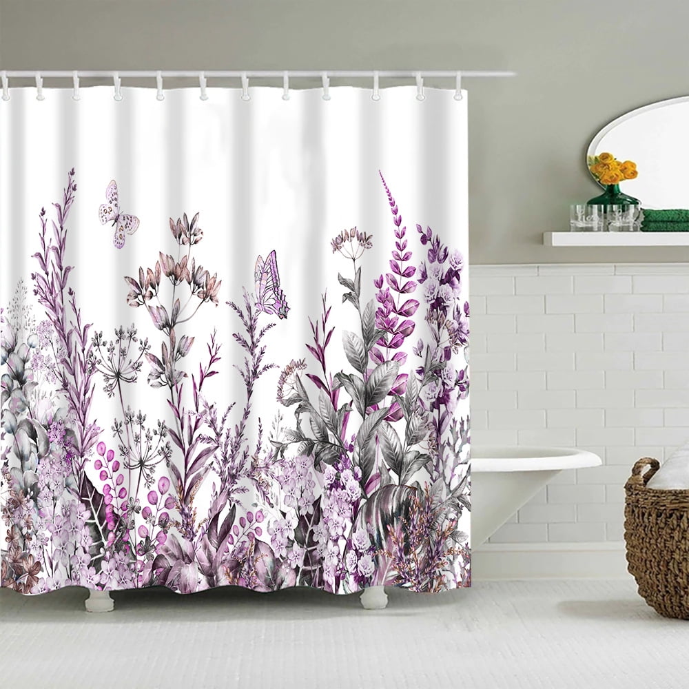Purple lavender Shower Curtain 72 x 72 Inch, Floral Botanical Shower ...