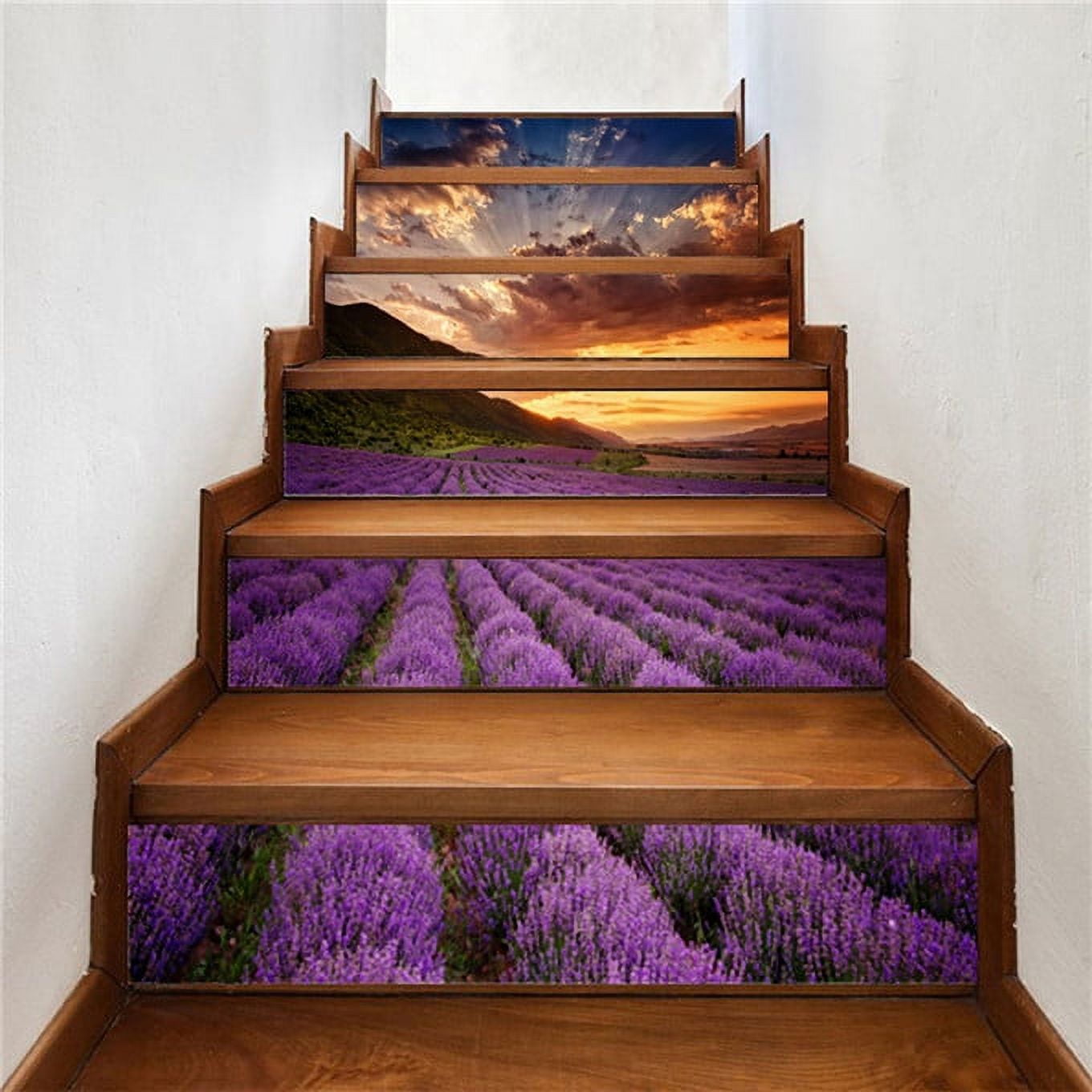 Purple lavender Stairs Sticker Self-adhesive Removable Scenery ...