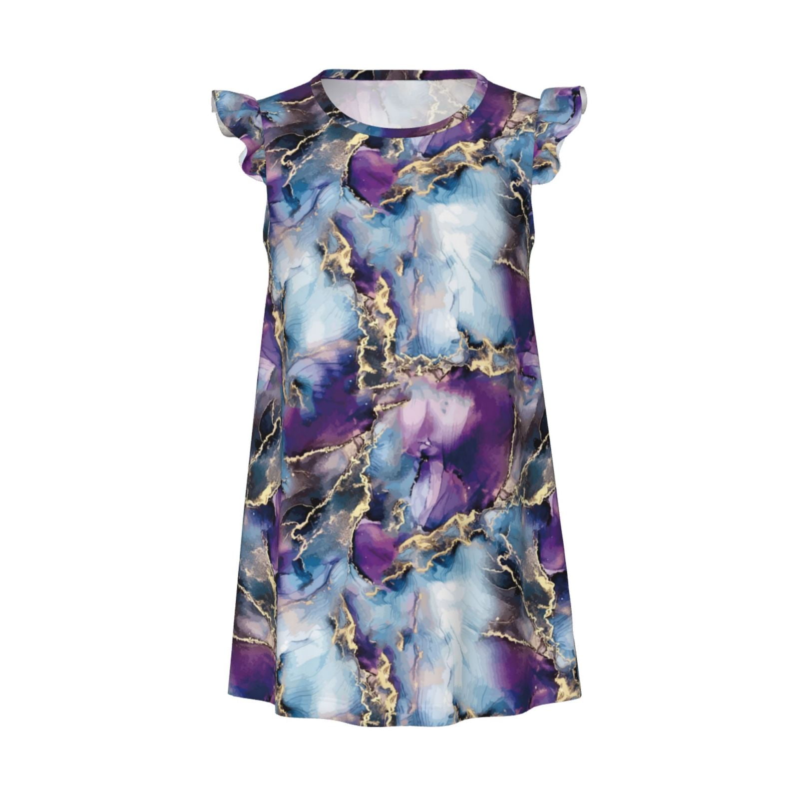 Purple marble texture Girls Nightgown, Flutter Short Sleeves Night ...
