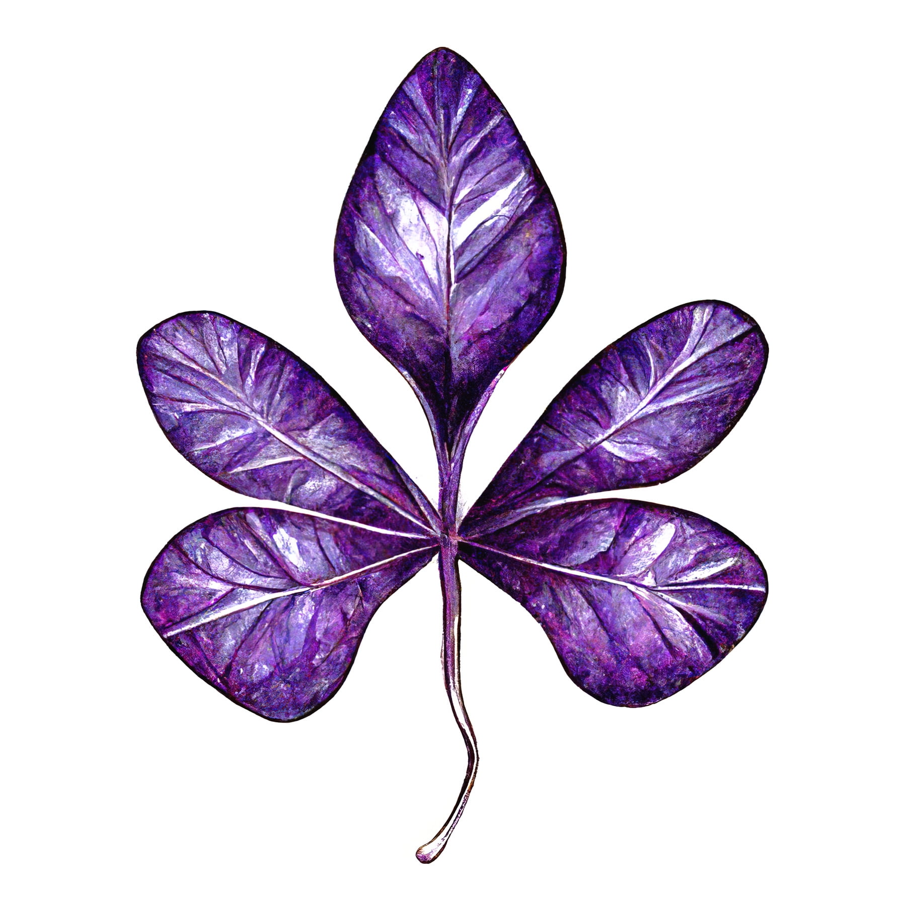 Purple on White Money Tree Leaf Modern Simple Illustration Extra Large ...