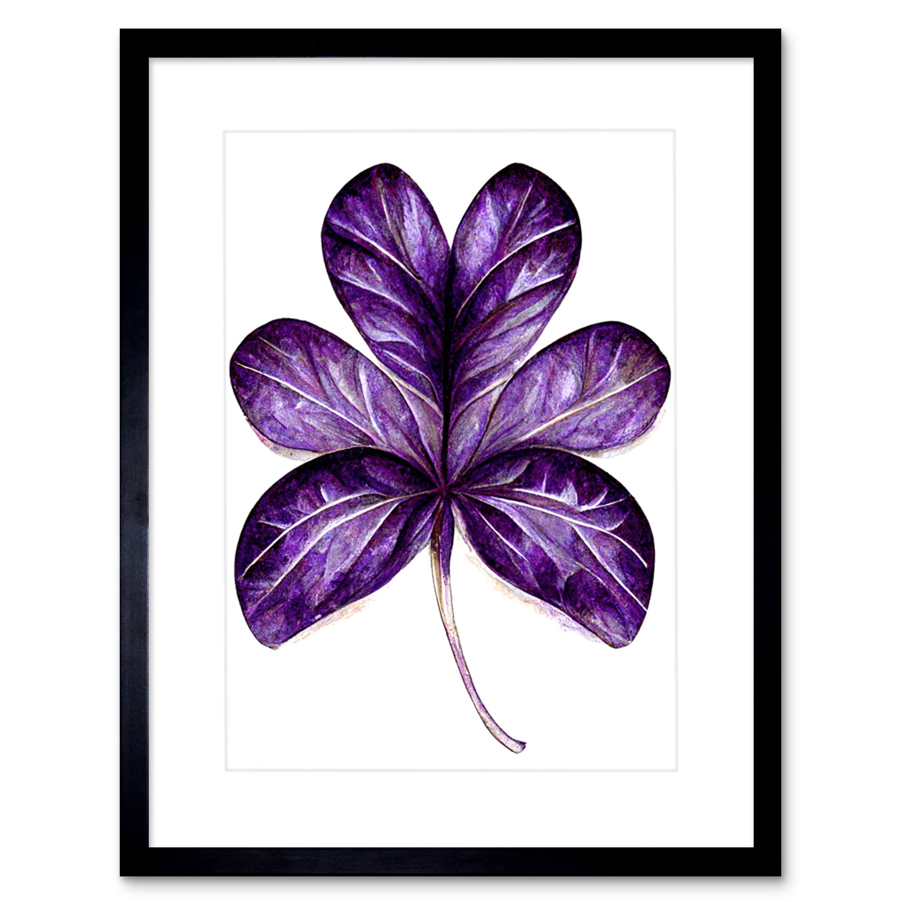 Purple on White Six Clover Modern Simple Leaf Illustration Artwork ...