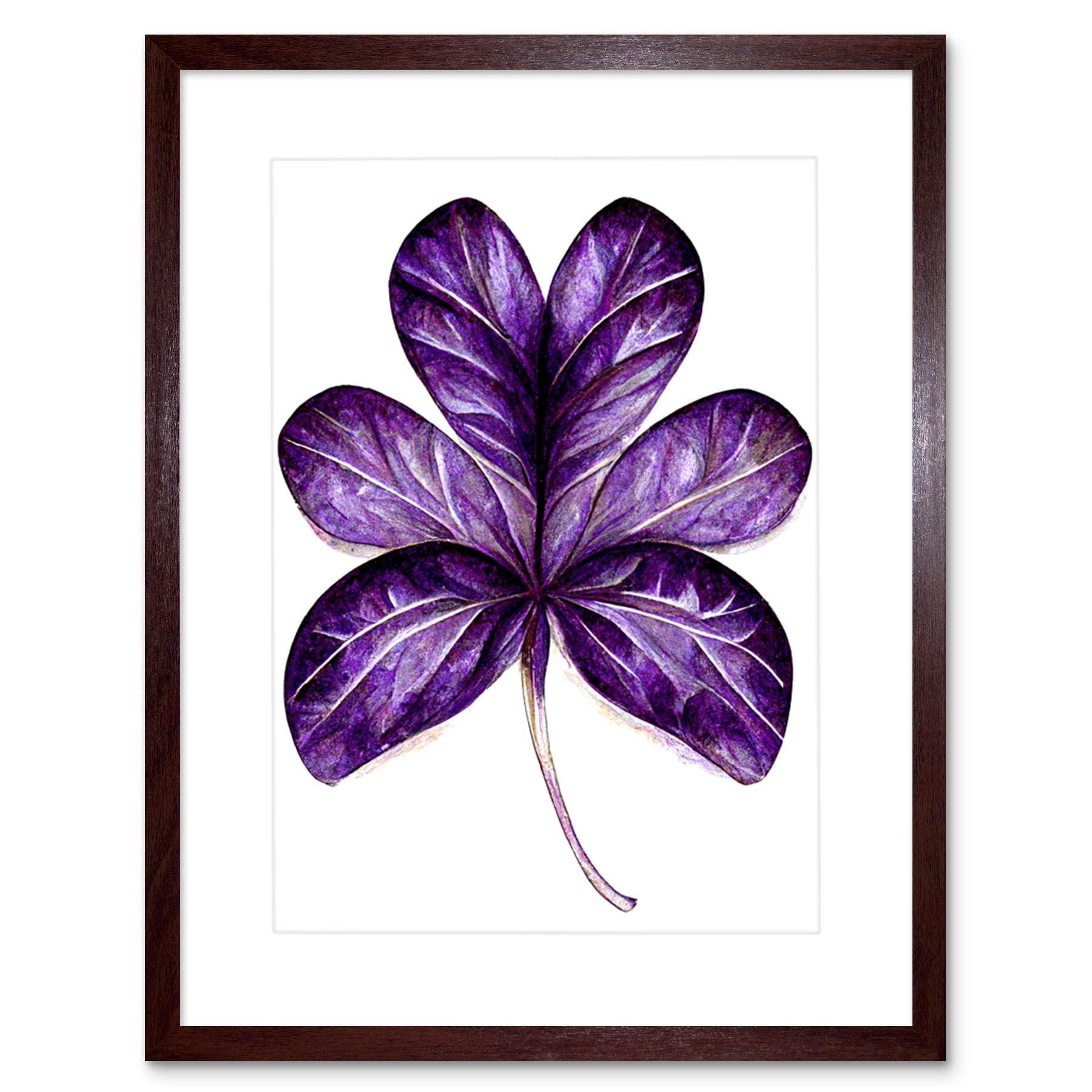 Purple on White Six Clover Modern Simple Leaf Illustration Artwork ...