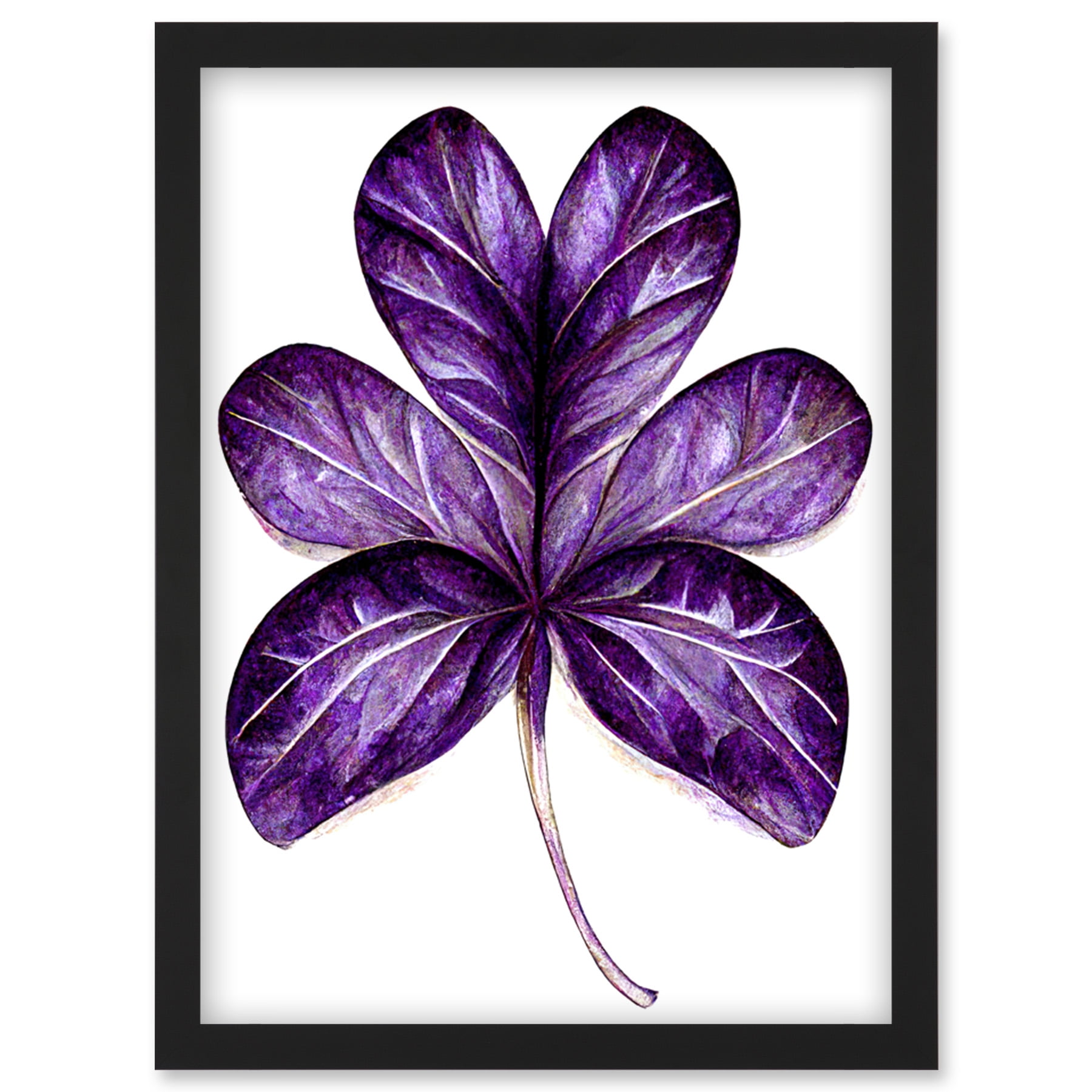 Purple on White Six Clover Modern Simple Leaf Illustration Artwork ...