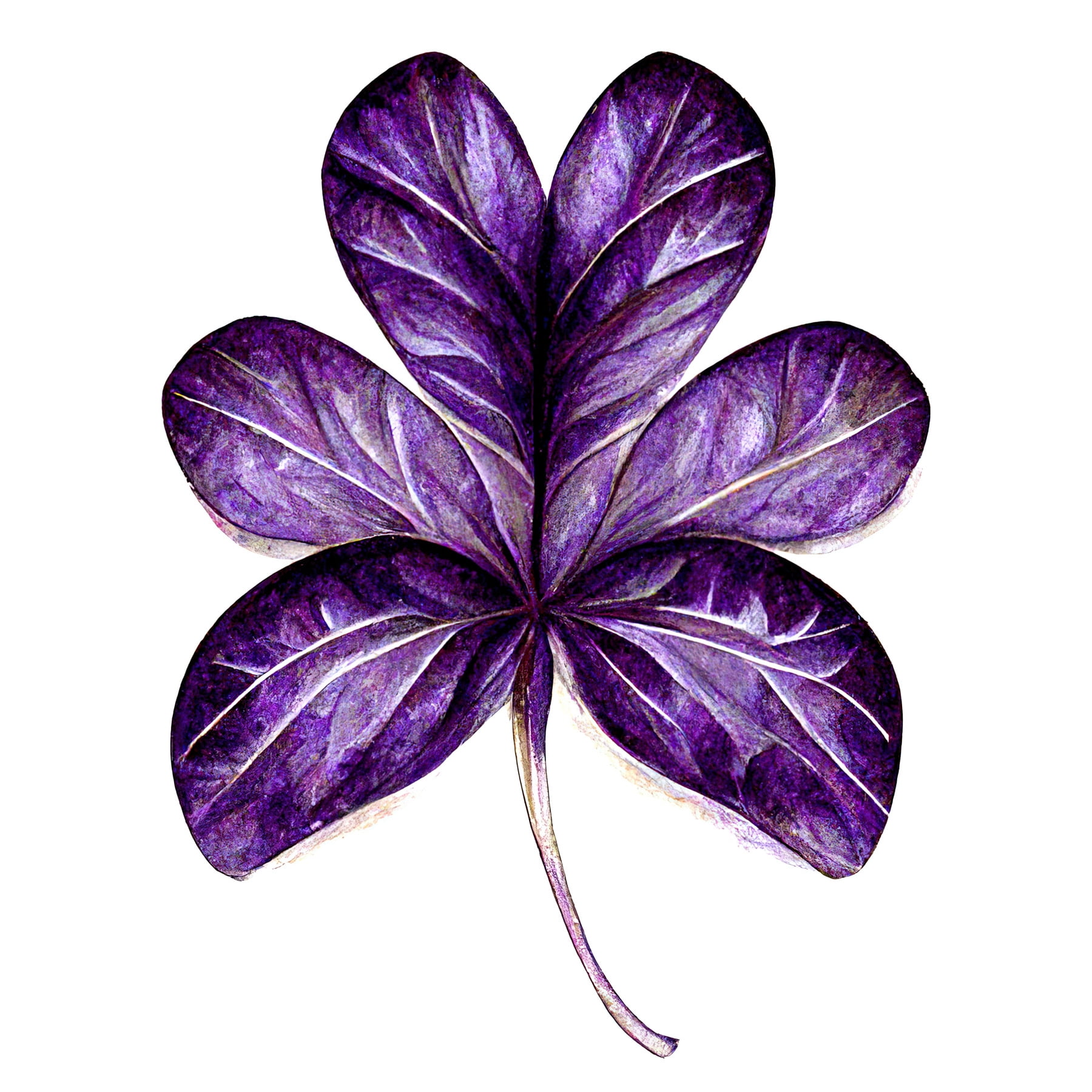 Purple on White Six Clover Modern Simple Leaf Illustration Extra Large ...