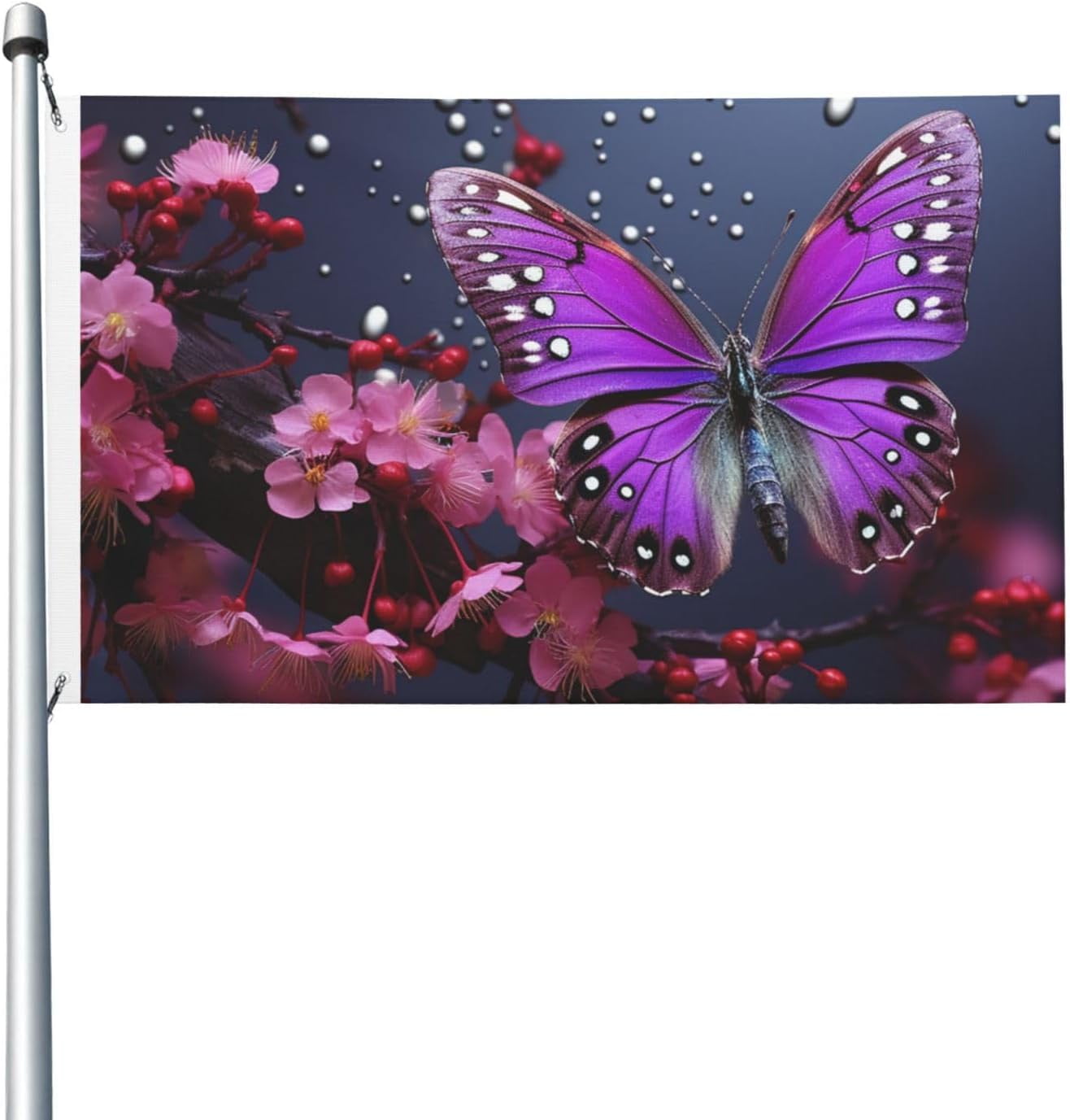 Purple plum butterfly Flag 3x5 ft Flags for Outside Funny Banner Garden ...