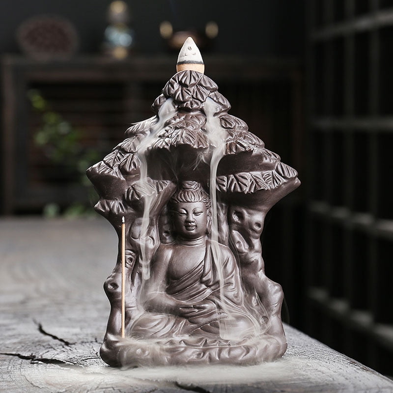 Purple sand backflow smoke incense burner creative bodhi tree Tathagata ...