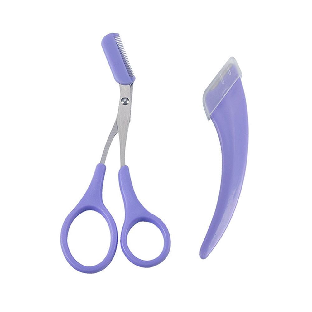 Purple square - eyebrow razor + scissors comb (C) $Crescent eyebrow ...