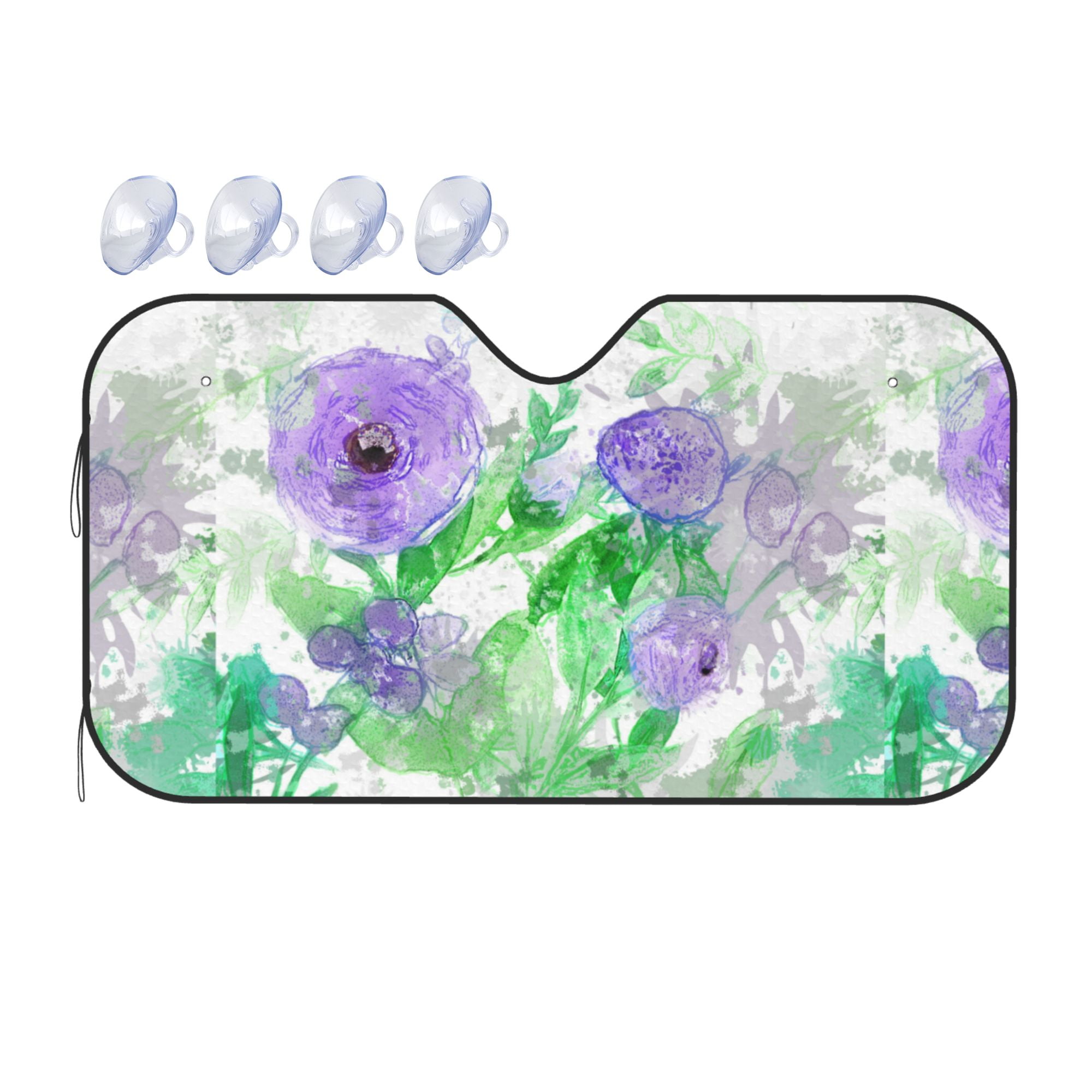 Purple watercolor flower 1-Piece Car Front Window Sunshade-Foldable for ...