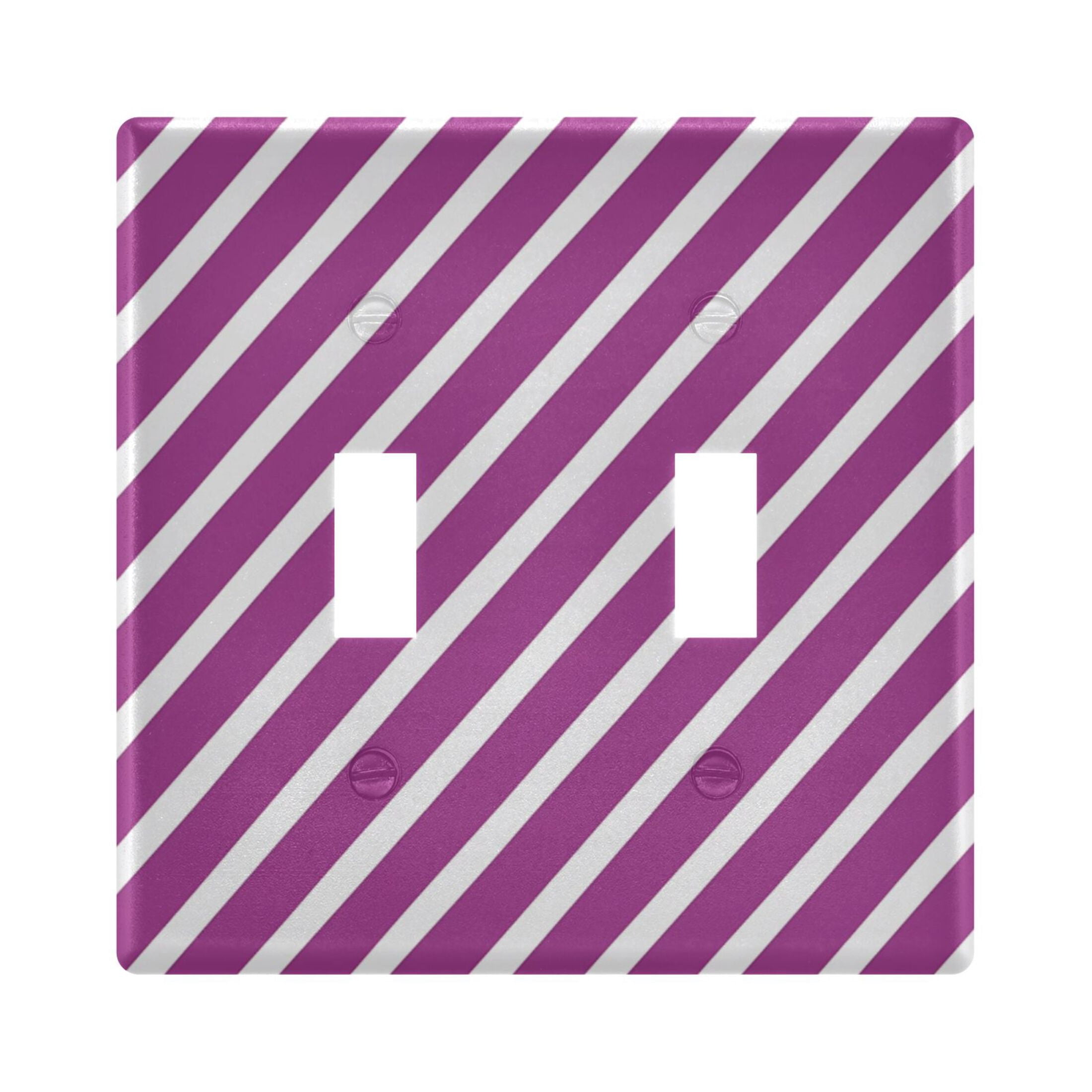 Purple-white Diagonal Stripes Light Switch Cover Electrical Outlet ...