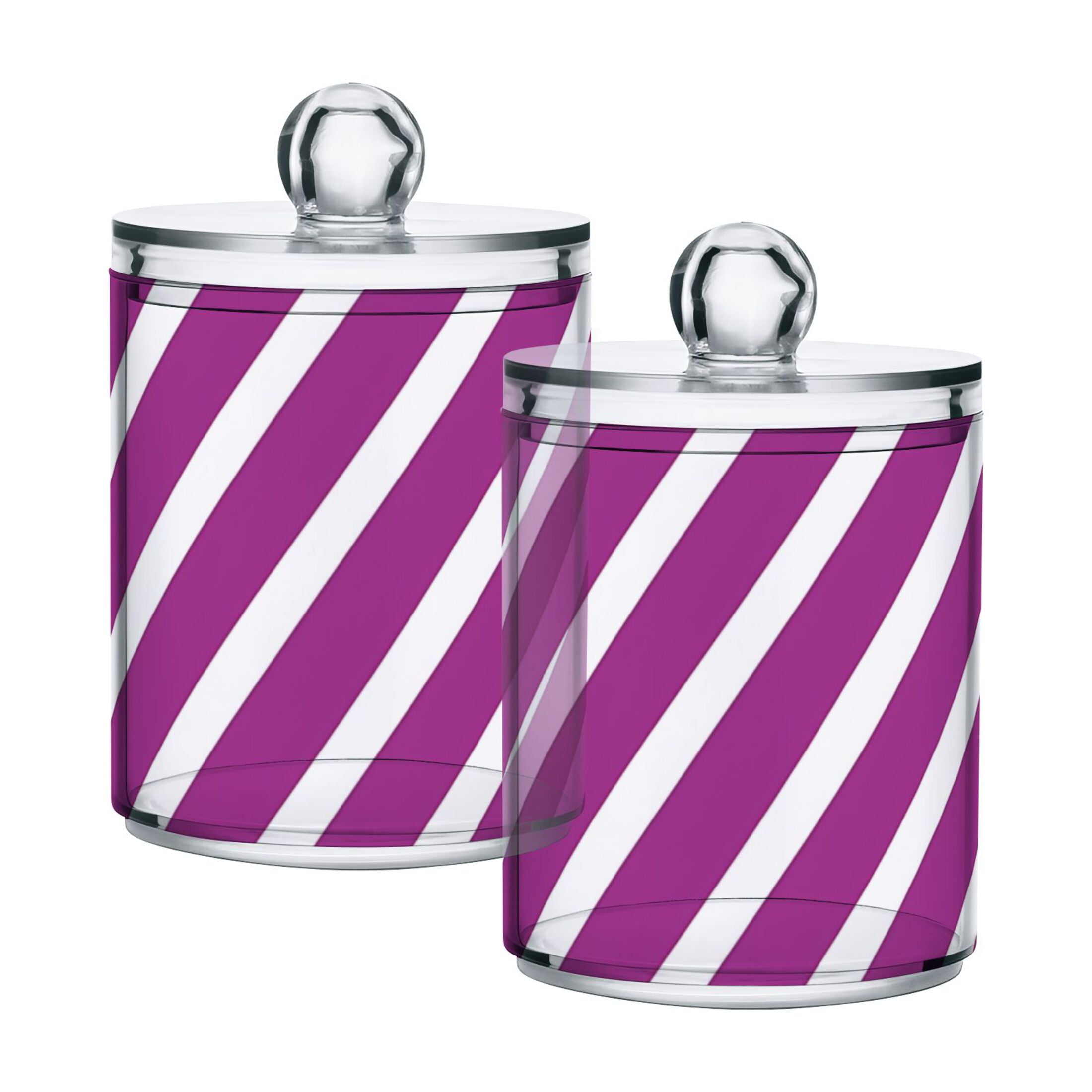 Purple-white Diagonal Stripes Translucent Plastic Cans Storage ...