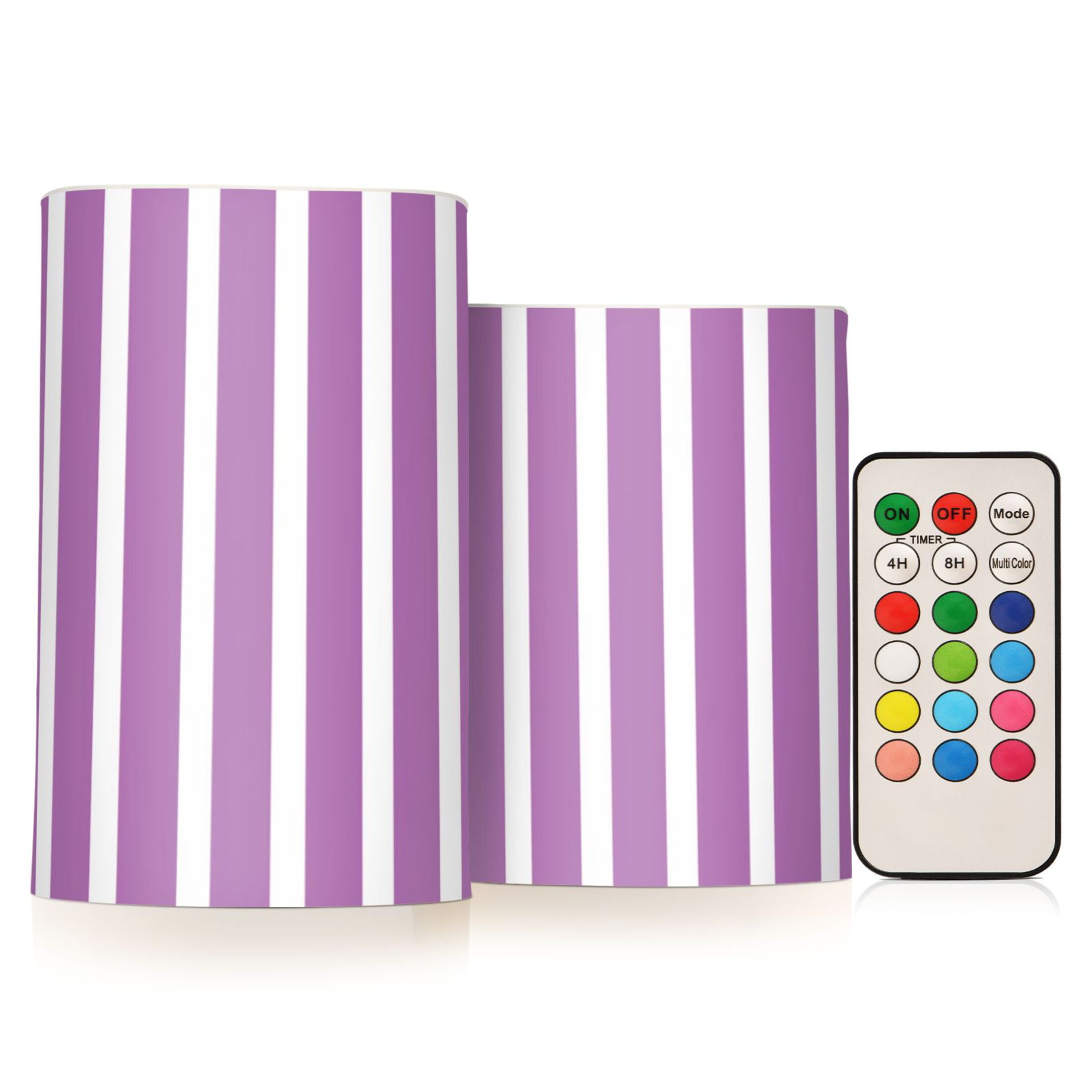 Purple-white Narrow Stripes Flickering Flameless Candles LED Tealight ...