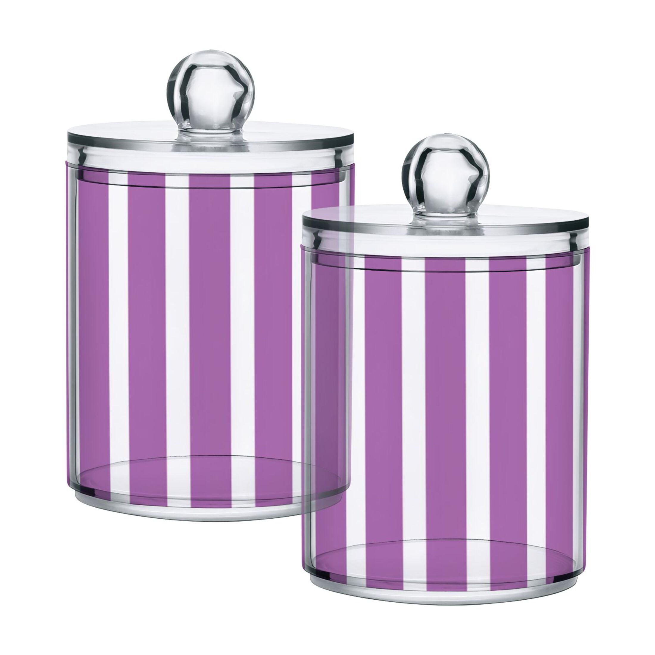 Purple-white Narrow Stripes Translucent Plastic Cans Storage Canisters ...