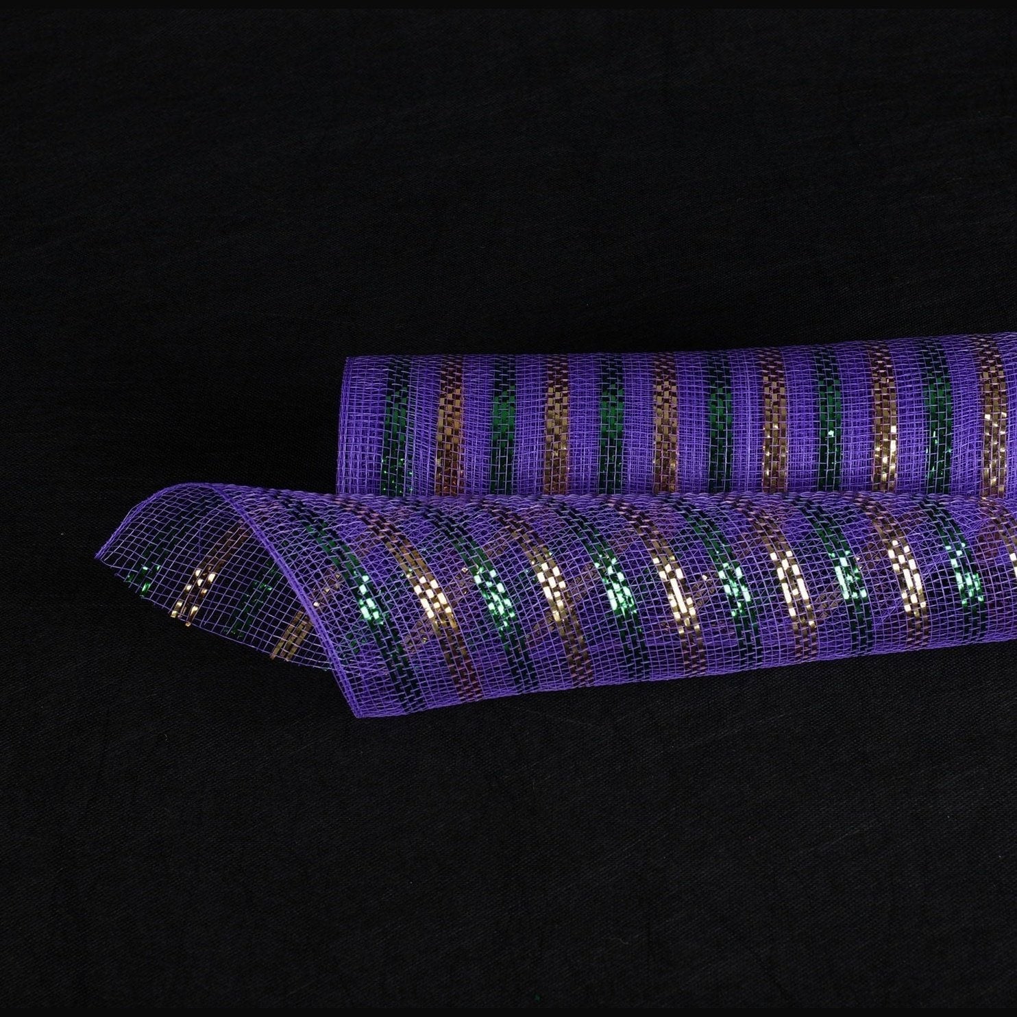 Purple with Multi Color Lines - Poly Deco Mesh Wreath Material with ...
