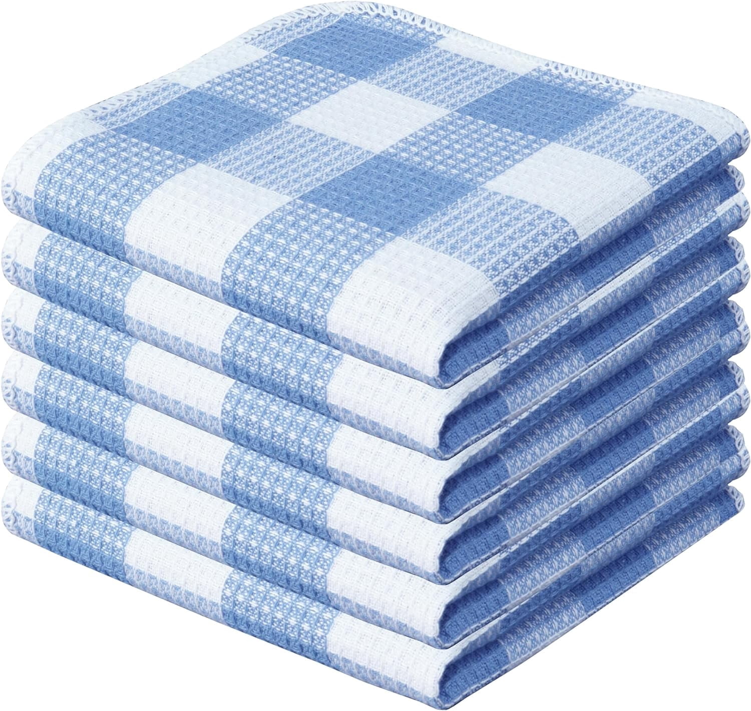 PurpleEssences Waffle Weave Check Plaid Kitchen Towels, 100% Cotton ...