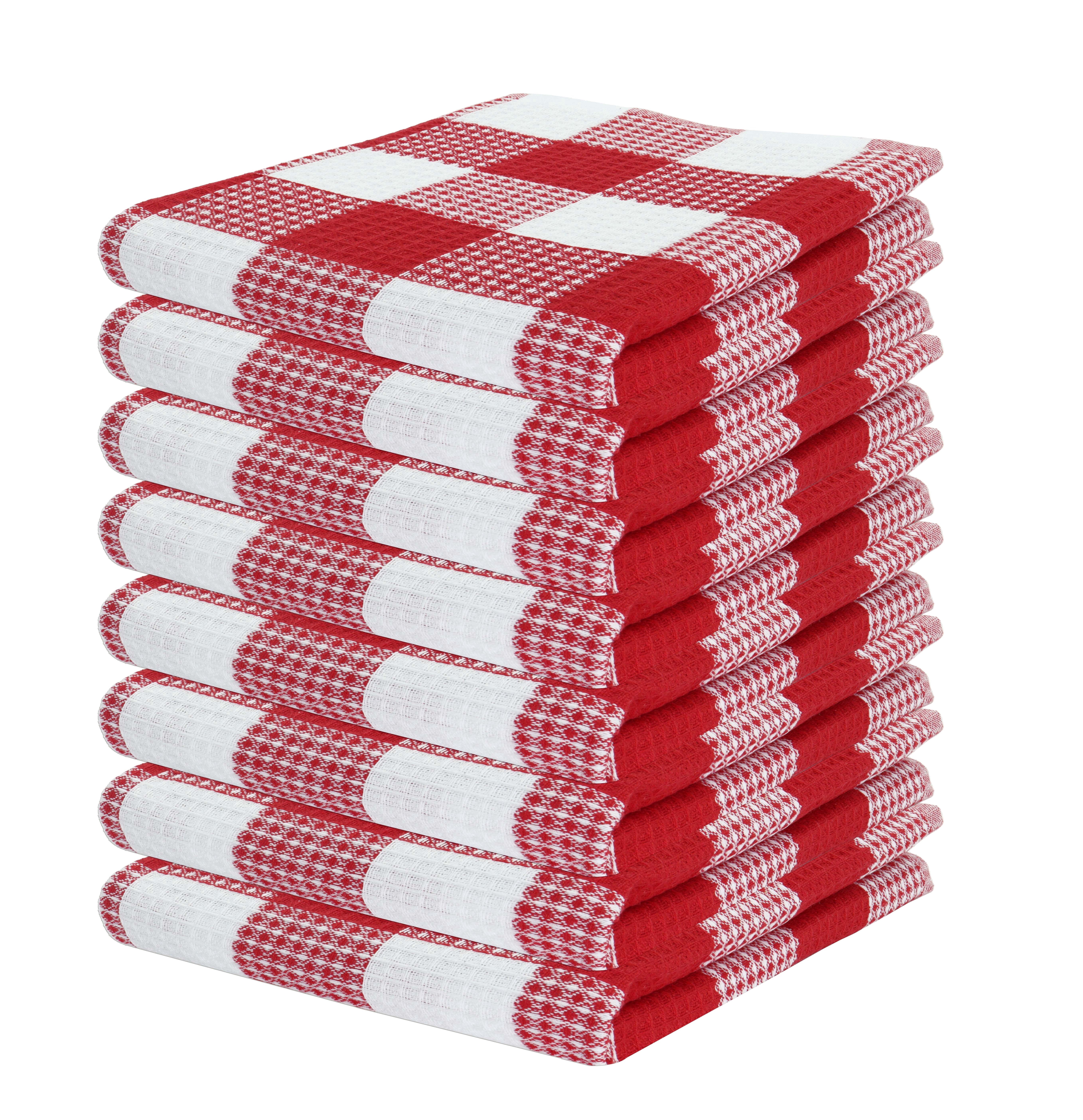 PurpleEssences 8 Pack Cotton Waffle 15X25 Inch Buffalo Plaid Kitchen ...
