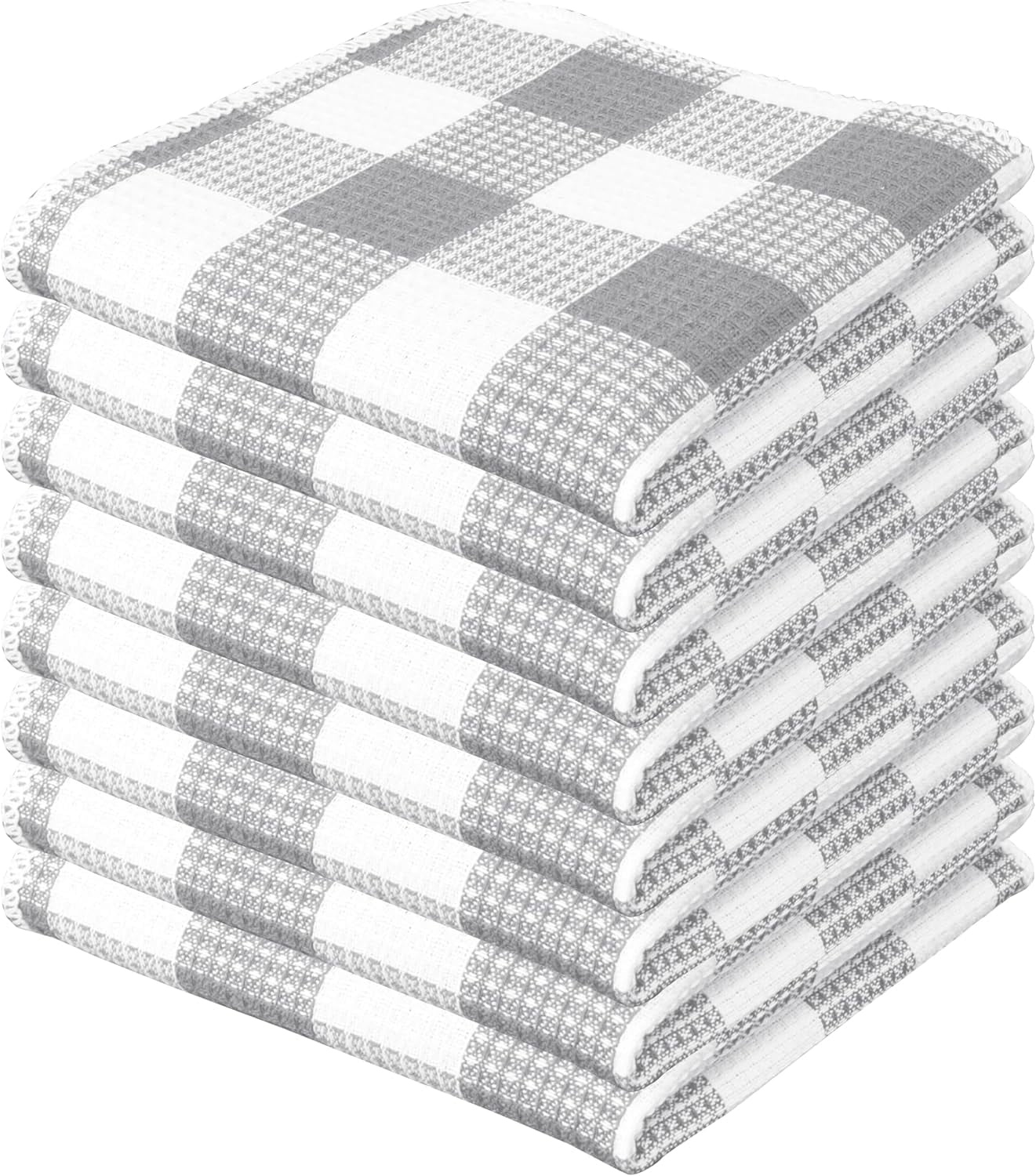 PurpleEssences Waffle Weave Check Plaid Kitchen Towels, 100% Cotton ...