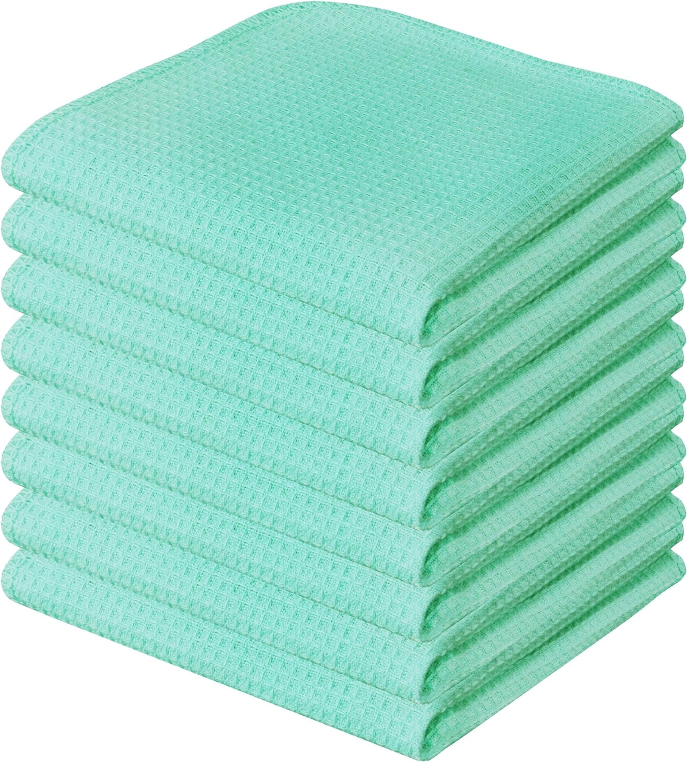 PurpleEssences 8 Pack Waffle Weave Solid Kitchen Dish Wash Cloths, 100% ...