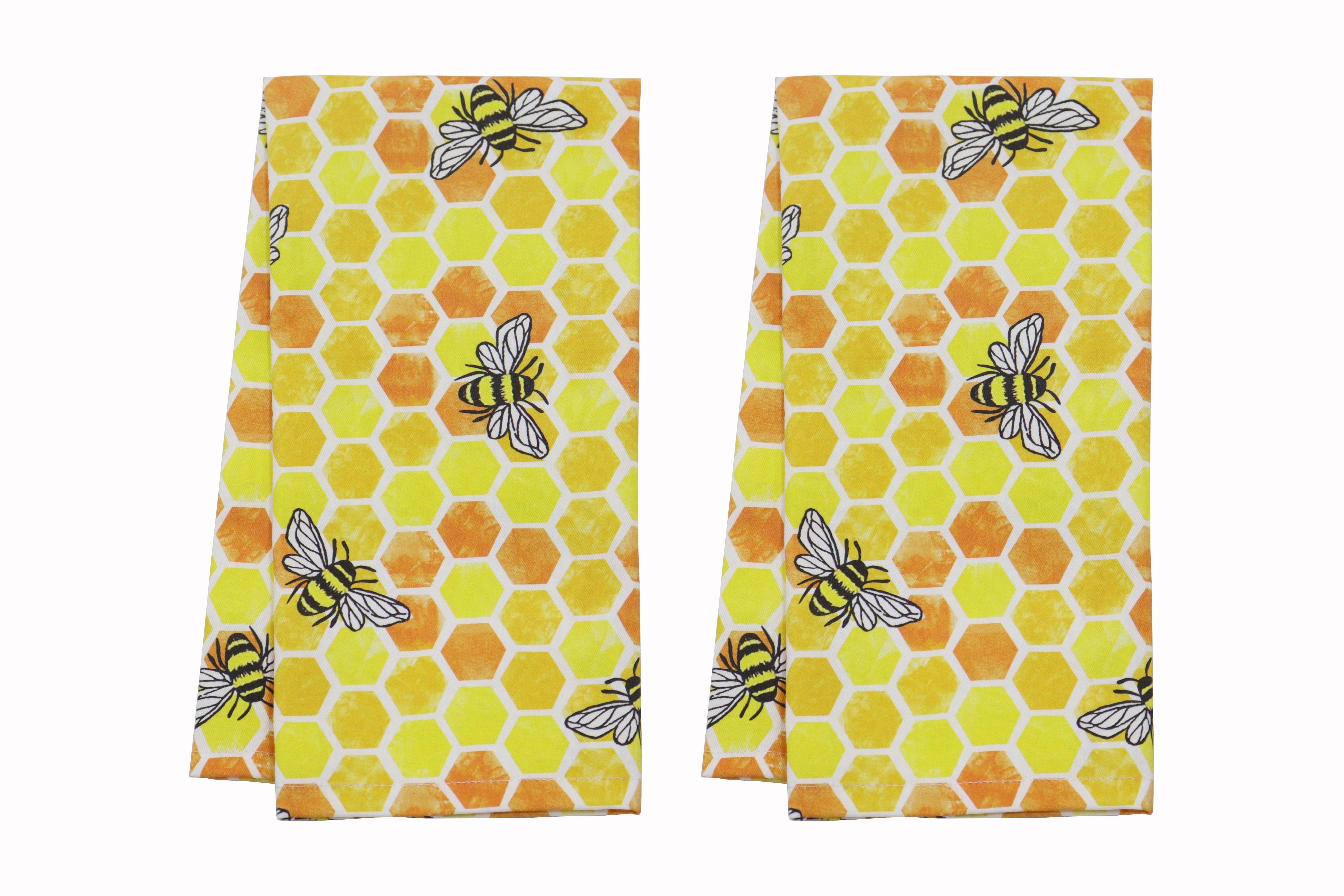 PurpleEssences Bee Kitchen Towels, Pack of 2, 16 x 26 Inch, 100% Cotton ...