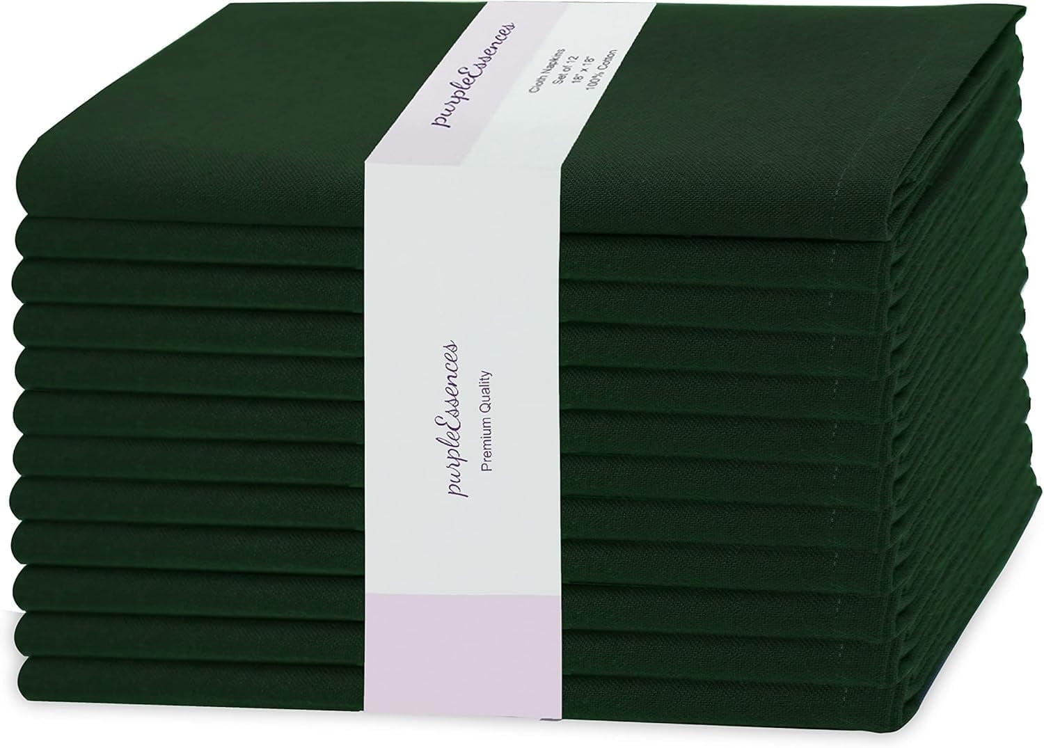 PurpleEssences Set of 12 Solid Cloth Napkins 100% Cotton, Washable ...