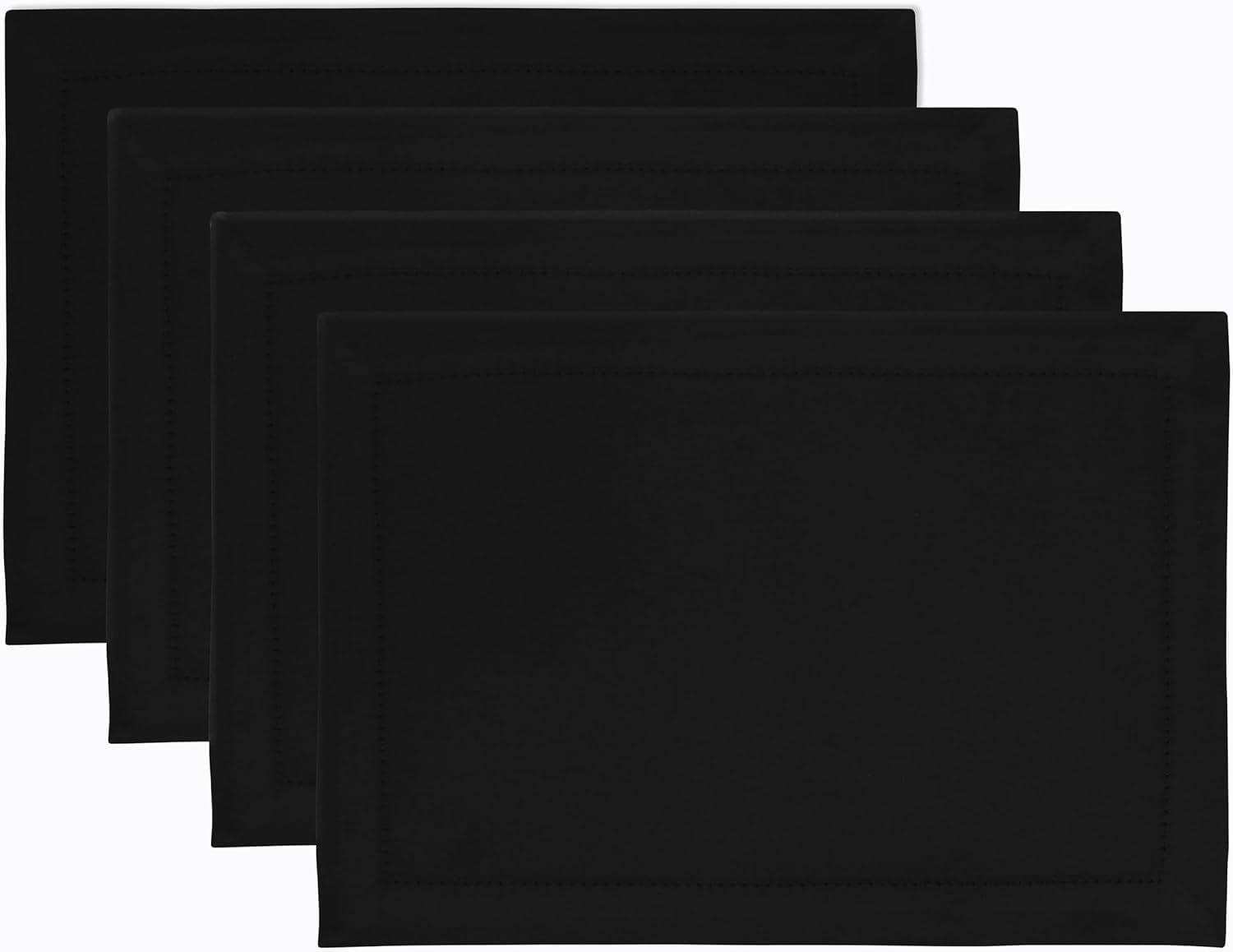 PurpleEssences Solid Hemstitch Placemat, 4 PCS of Stain Resistant Spill ...